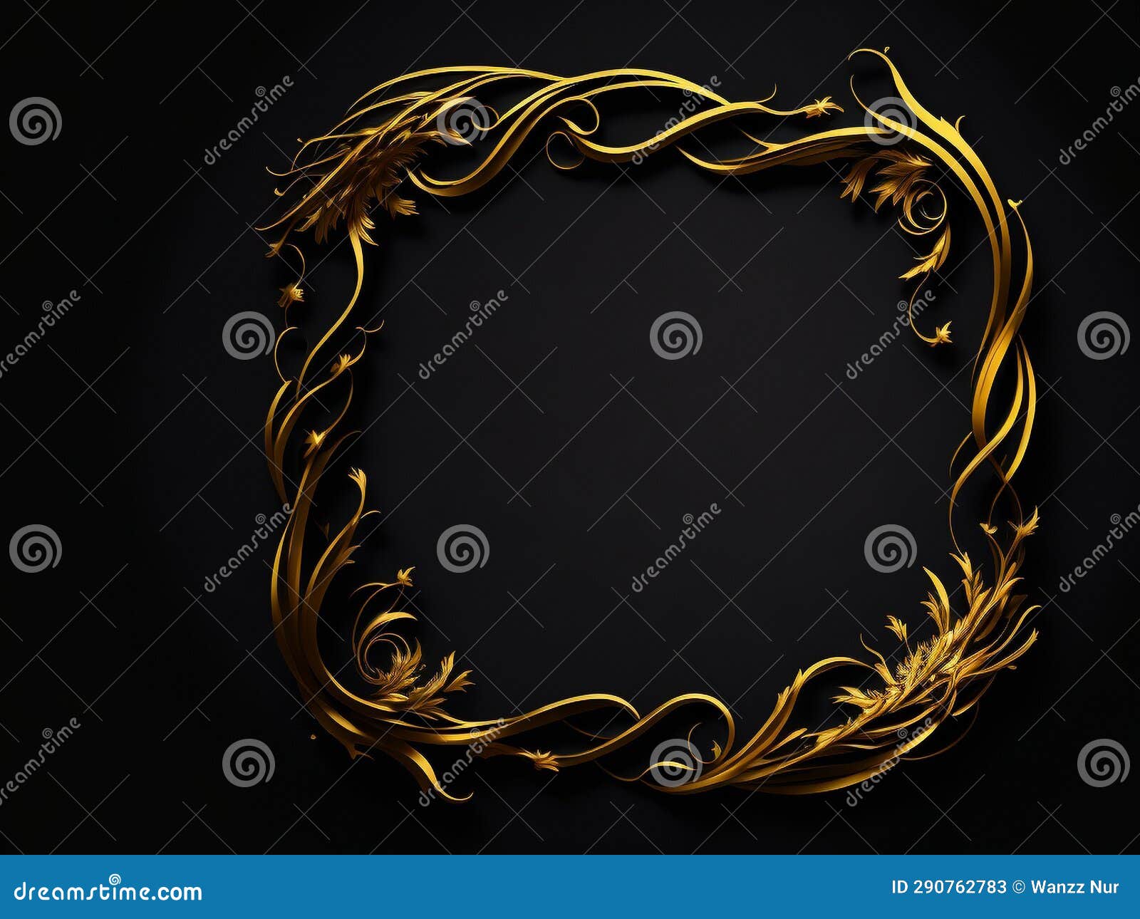Gold Luxury Frame with Black Background Stock Illustration ...