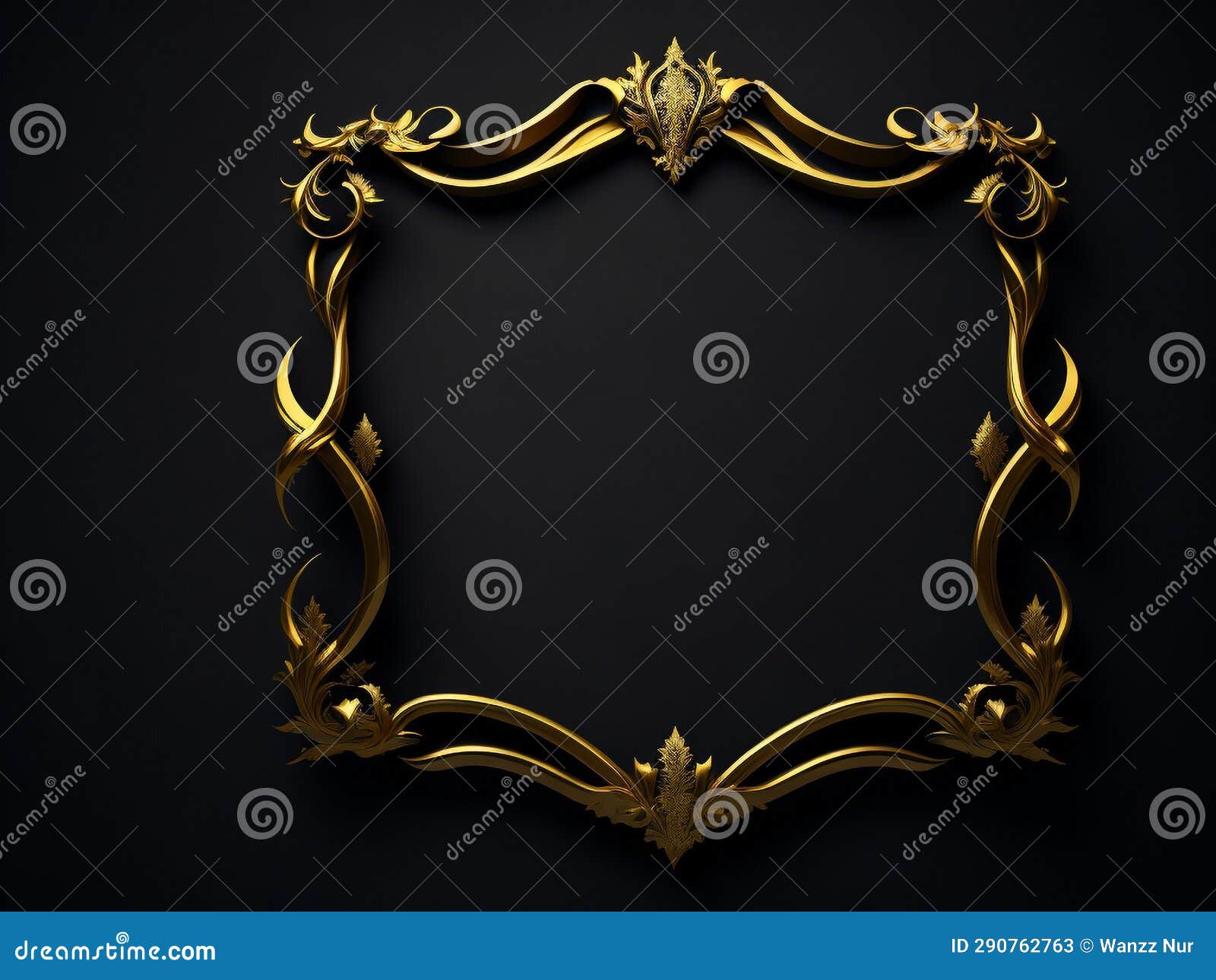 Gold Luxury Frame with Black Background Stock Illustration ...