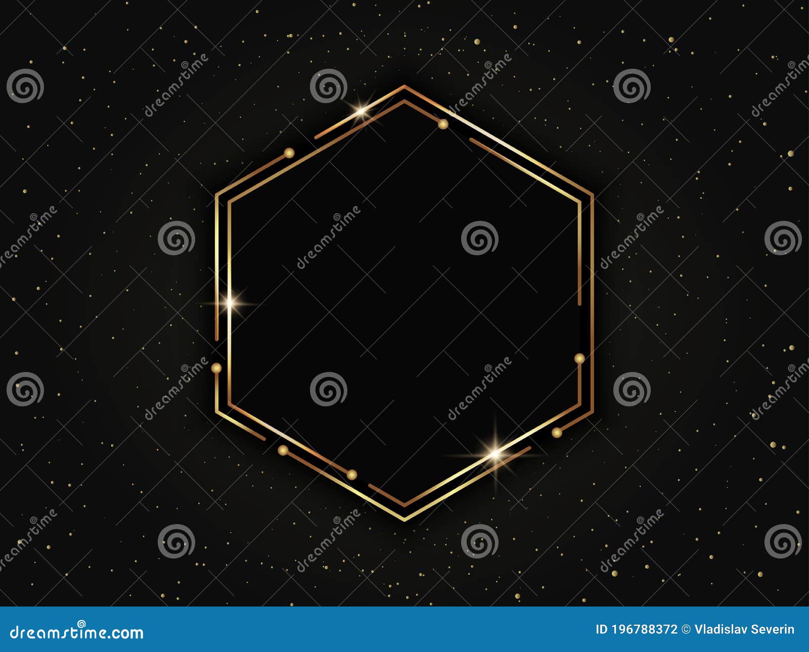 Gold Luxury Hexagonal Frame with Particles Stock Vector - Illustration ...