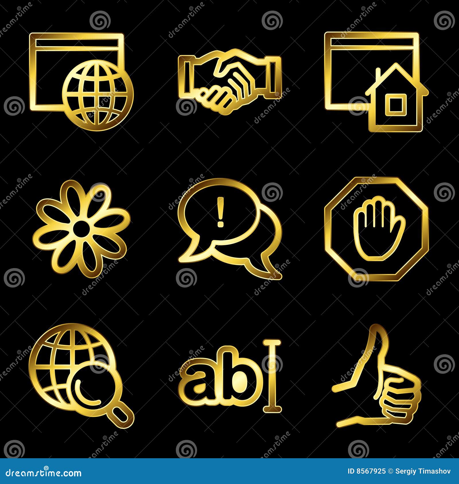 Gold Luxury Internet Communication Web Icons Stock Vector ...
