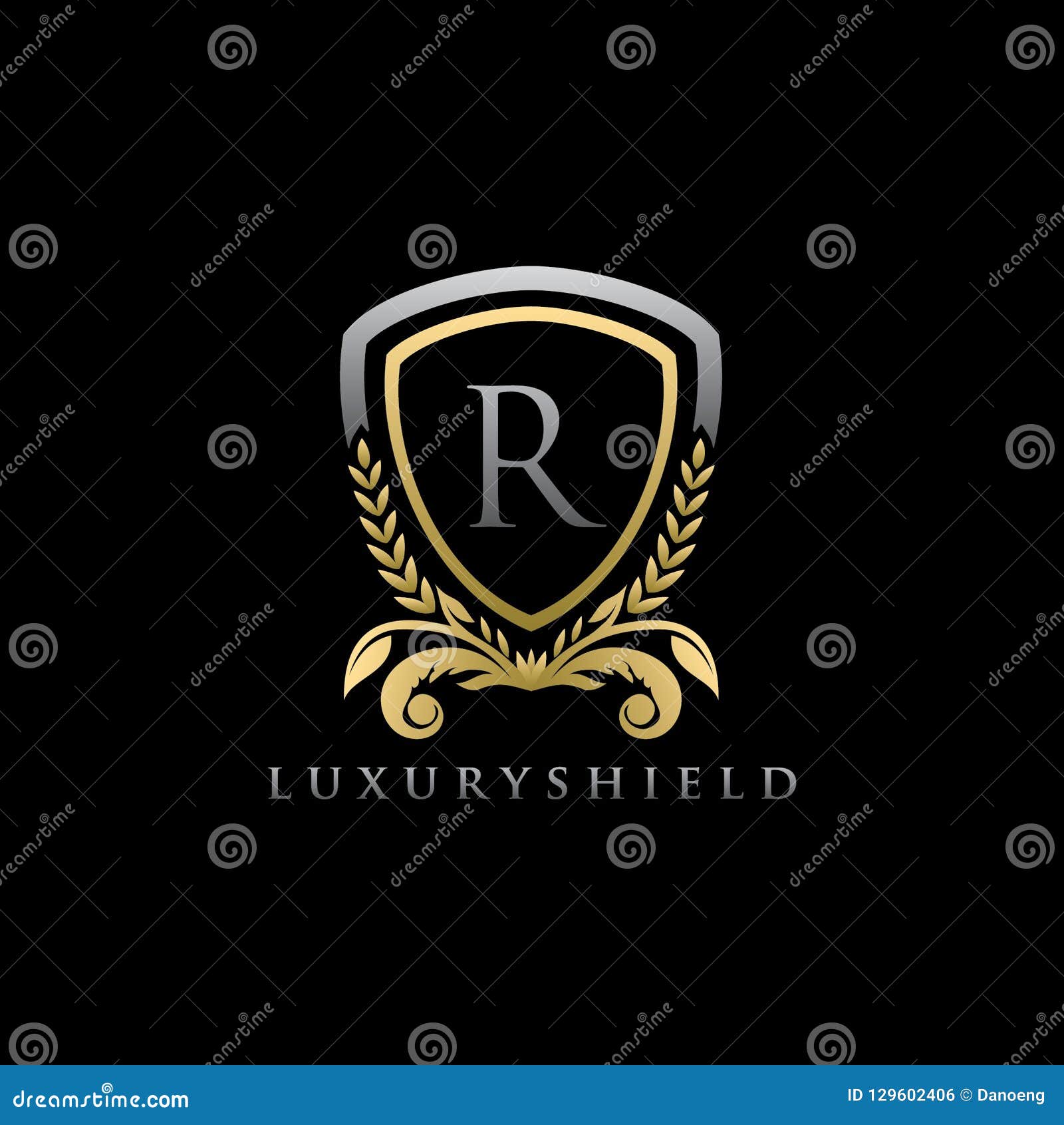 Gold Luxury Shield R Letter Logo Stock Illustration - Illustration of ...