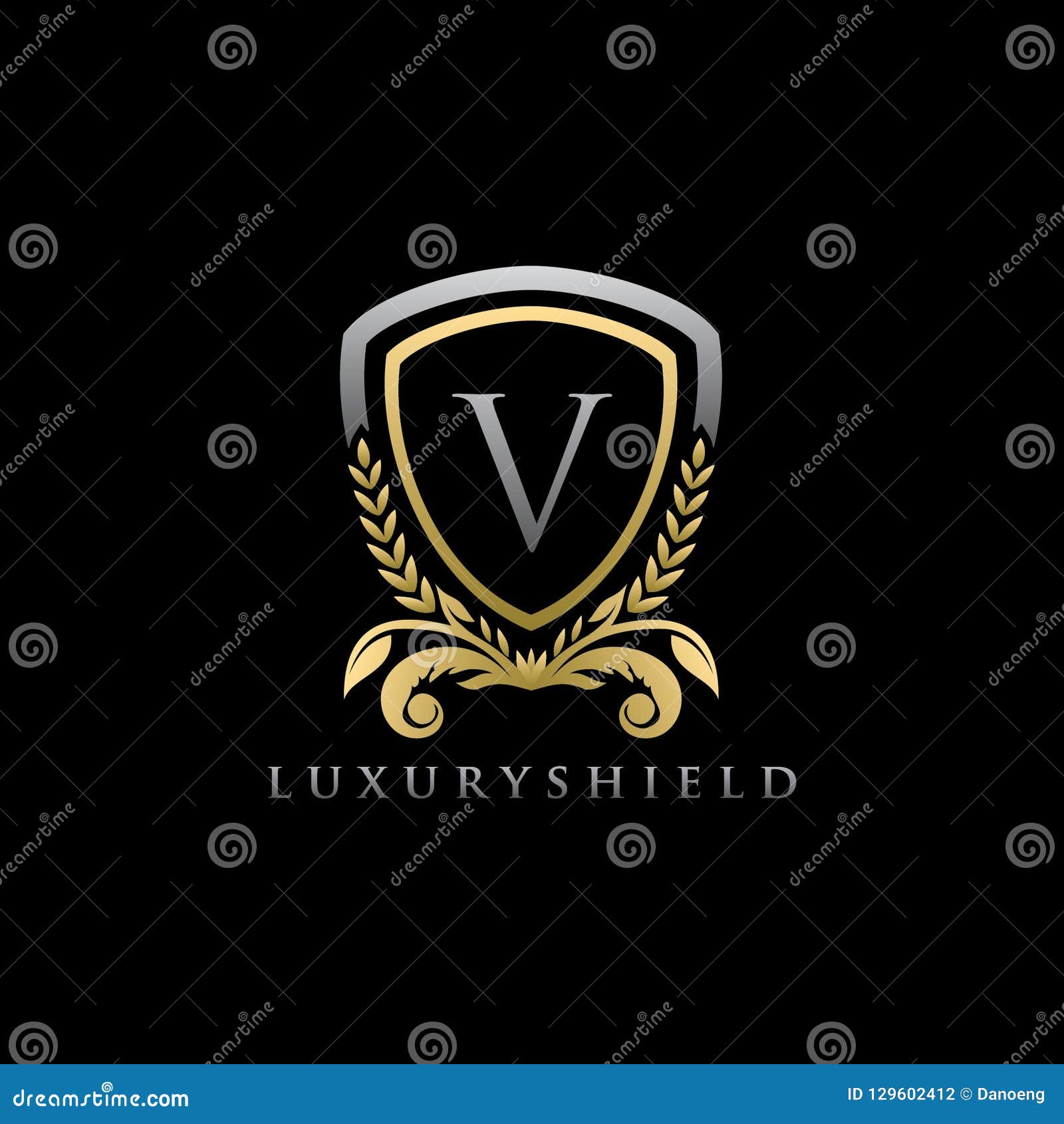 Gold Luxury Shield V Letter Logo Stock Illustration - Illustration of ...