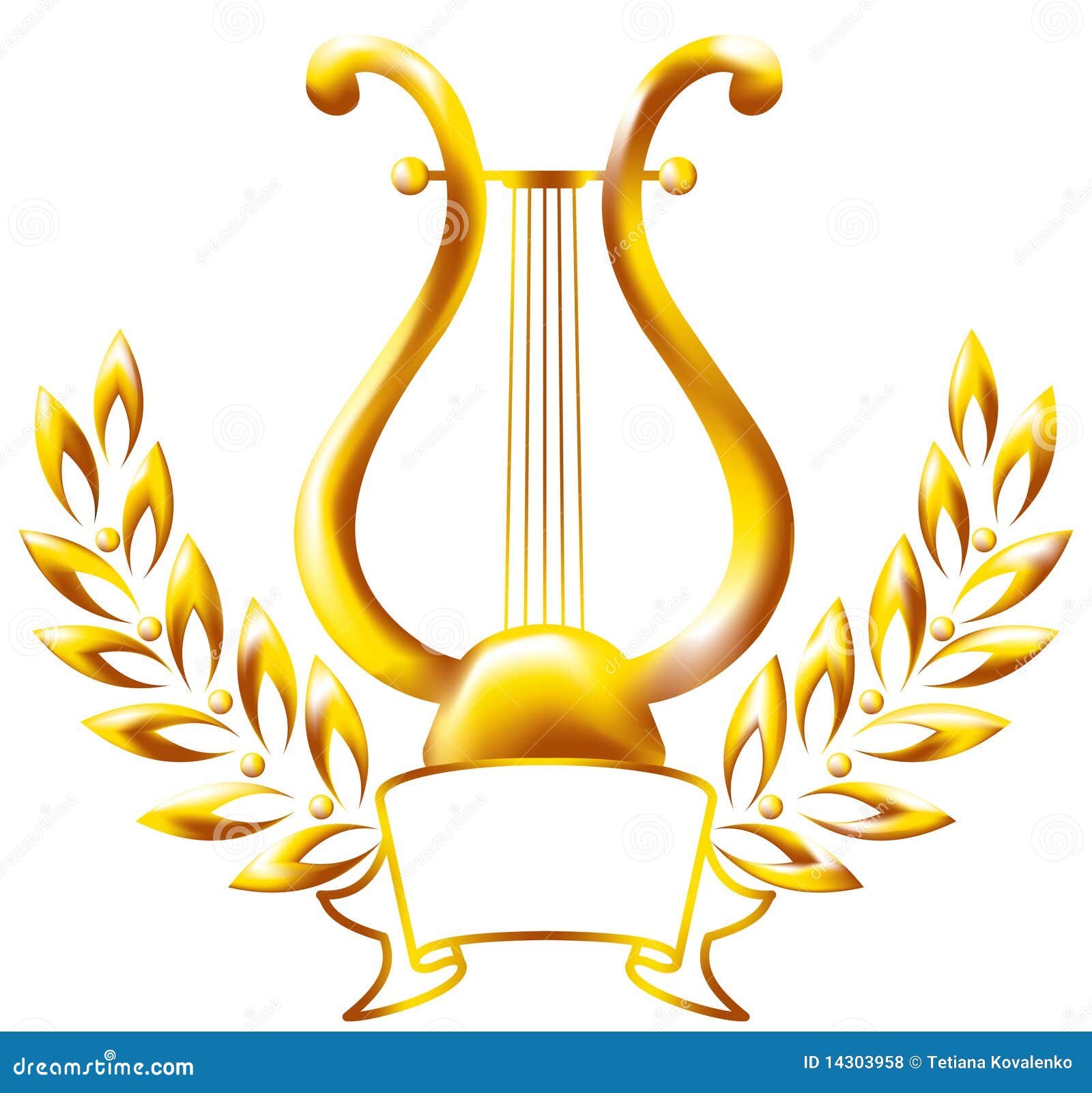 Gold Lyre, Framed by a Laurel Wreath. Stock Vector - Illustration of ...