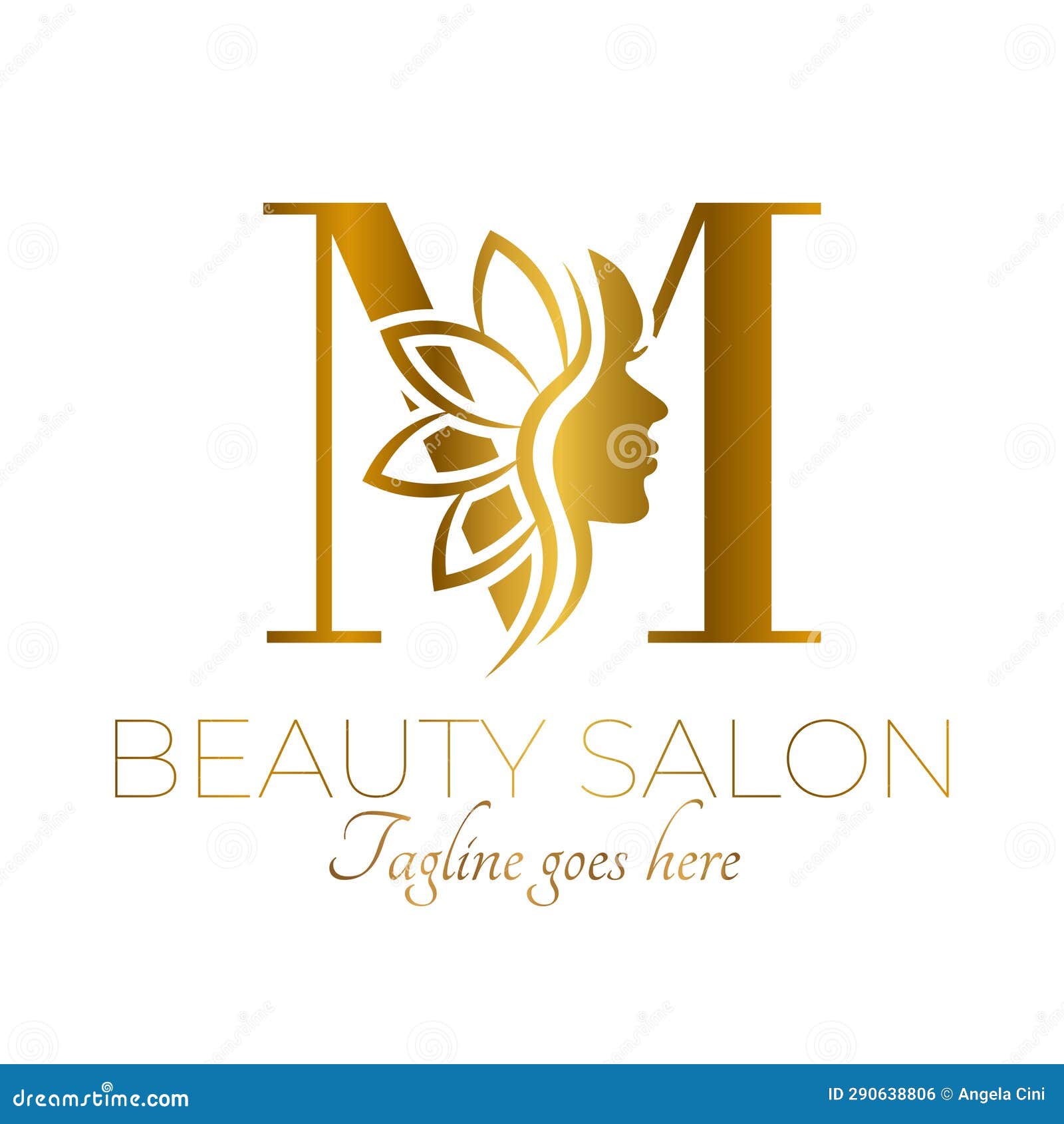 Gold M Letter Initial Beauty Brand Logo Design Stock Illustration ...