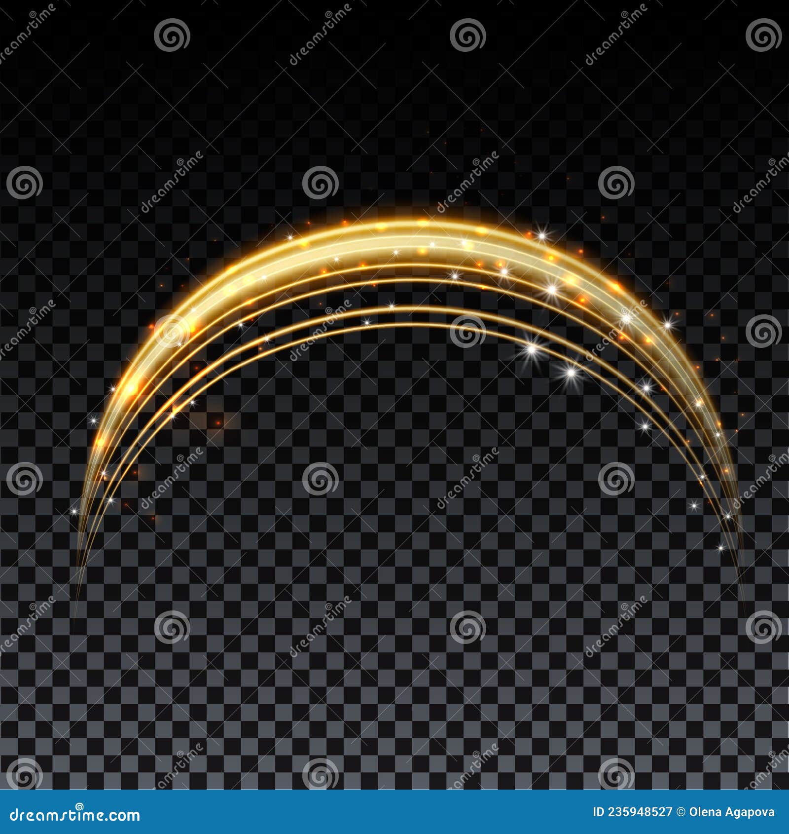 Gold Magic Arc. Abstract Magic Light Effect. Luminous Neon Lines with ...