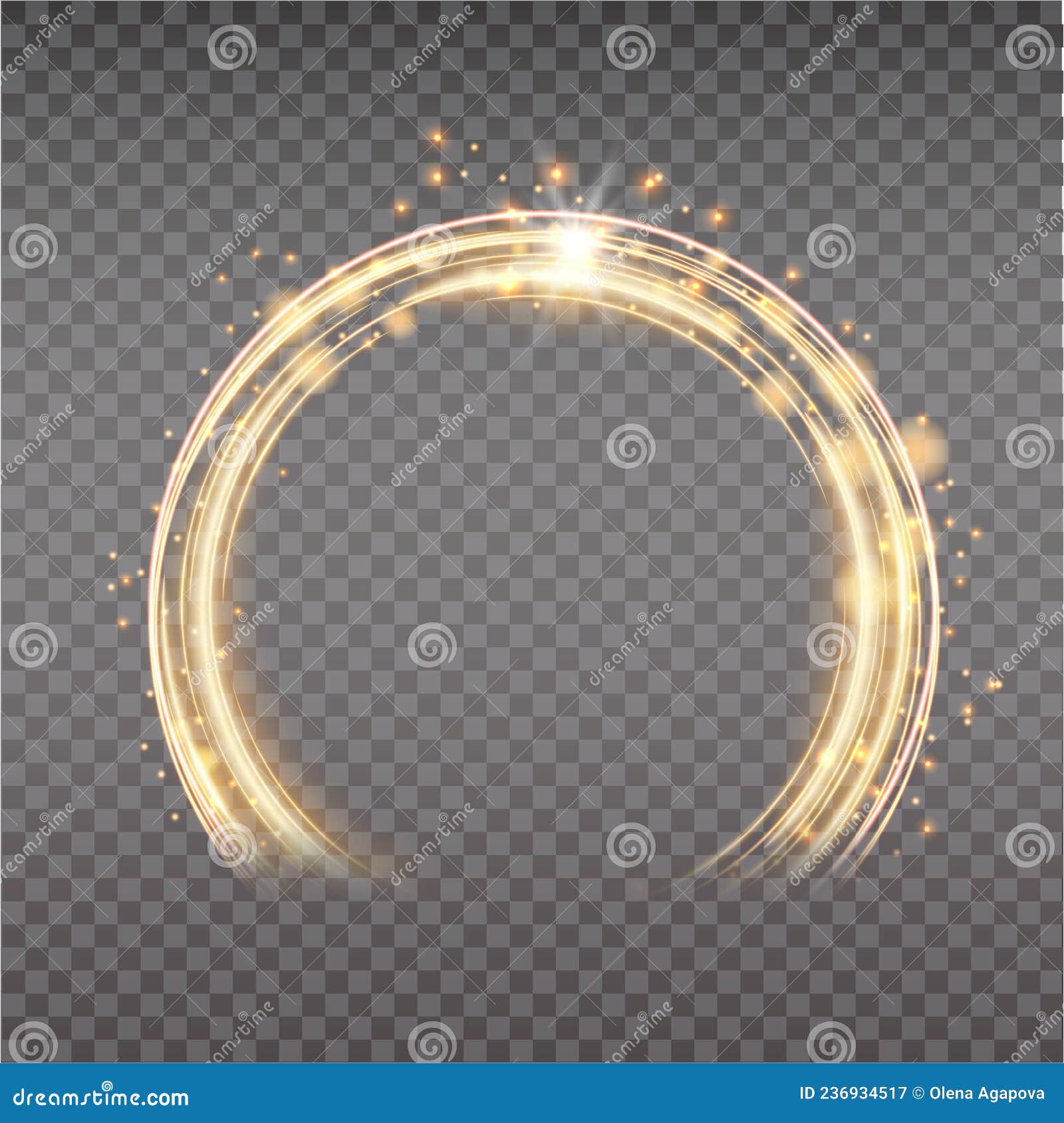 Gold Magic Arc. Abstract Magic Light Effect. Luminous Neon Lines with ...