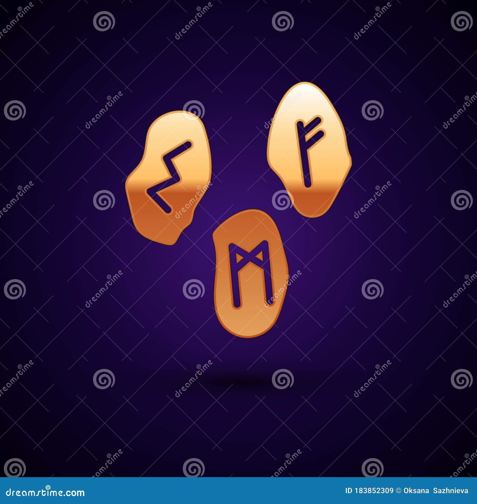 Gold Magic Runes Icon Isolated on Black Background. Vector Stock Vector ...