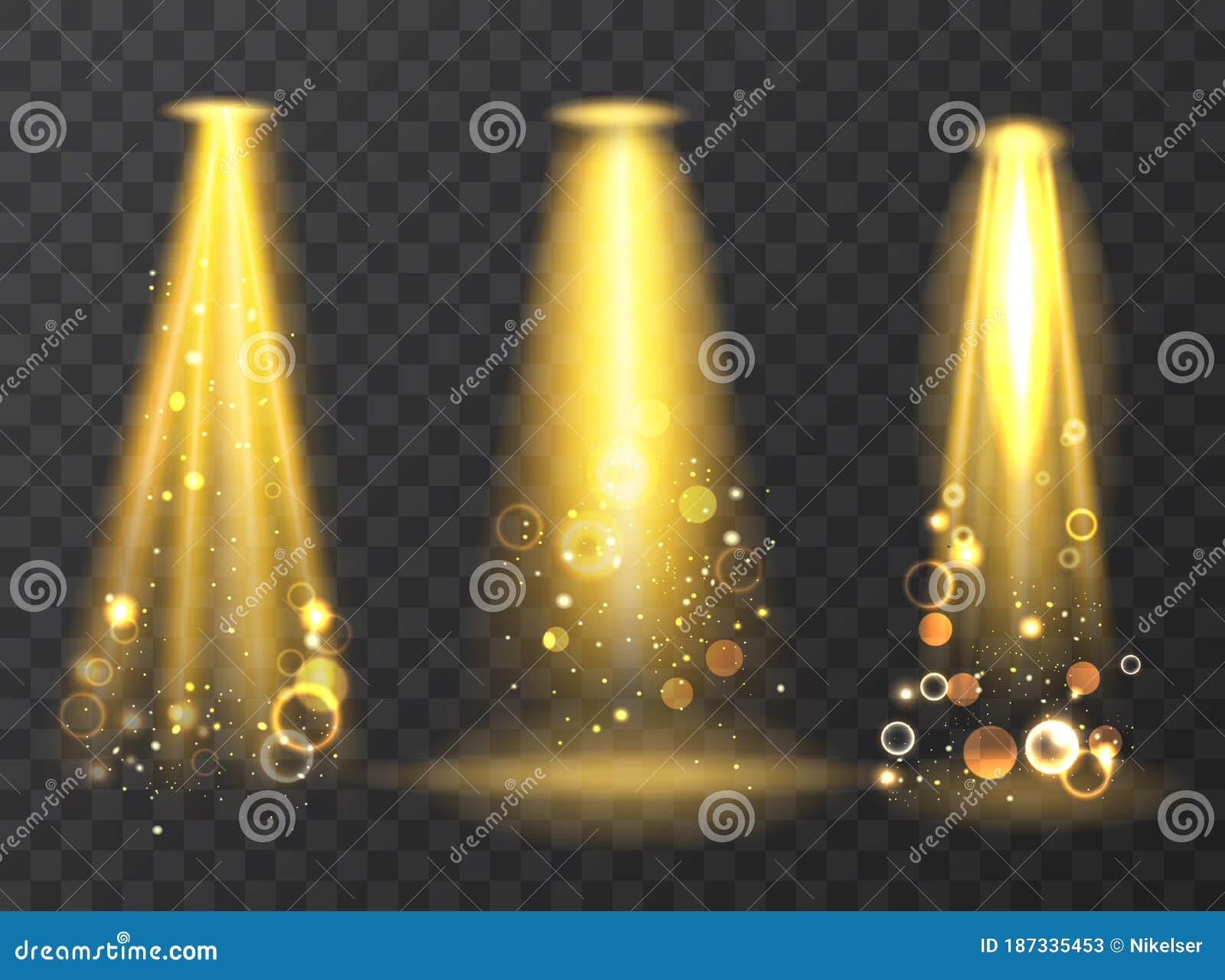 Gold Magic Shining Spotlights Scene Light Effects. Scene Illumination ...