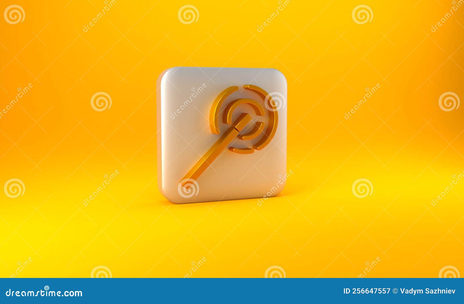 Gold Magic Wand Icon Isolated on Yellow Background. Star Shape Magic ...