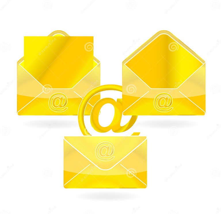 Gold mail stock illustration. Illustration of home, email - 19204365