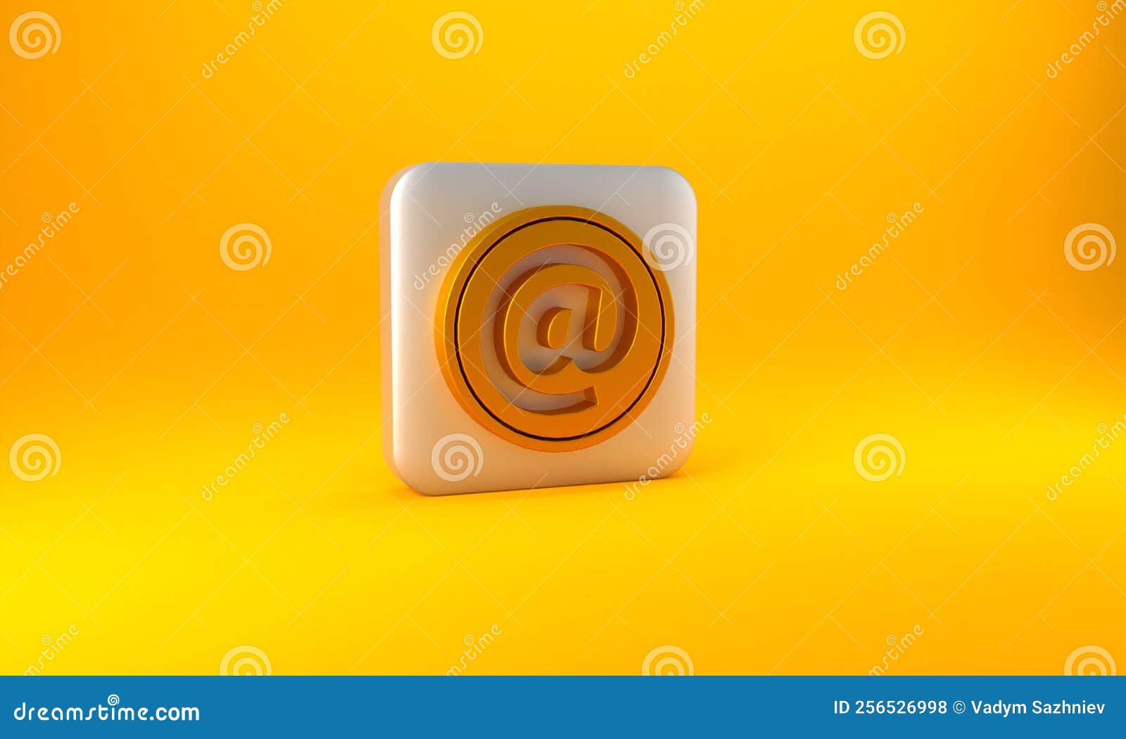 Gold Mail and E-mail Icon Isolated on Yellow Background. Envelope ...