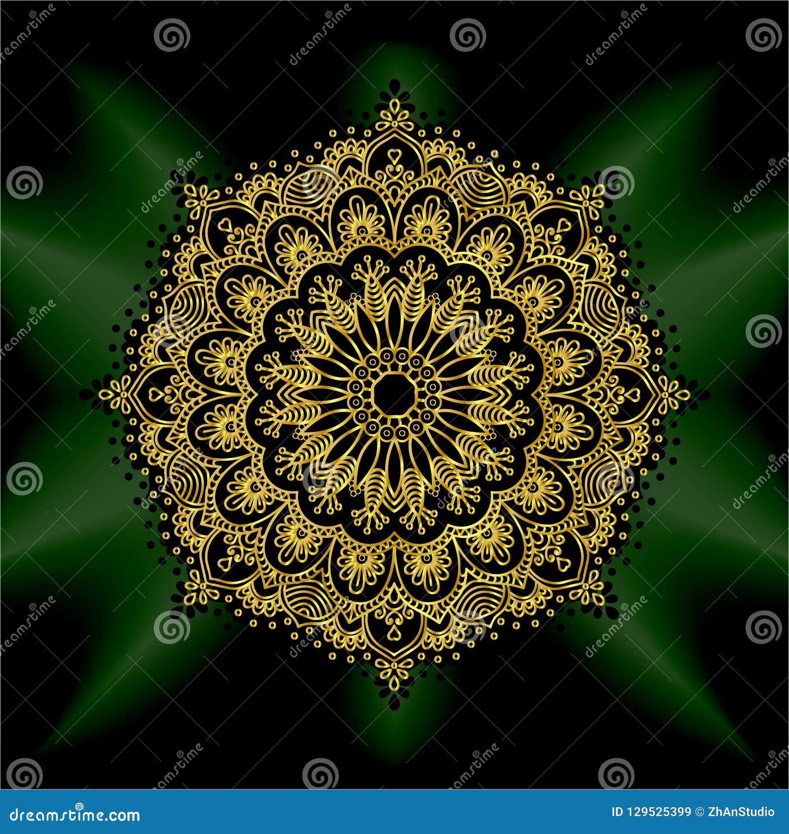 Gold Mandala Mantra Om. Indian Pattern Decorative Vector Element Stock ...