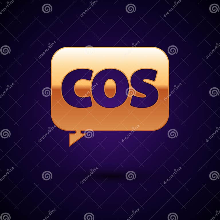 Gold Mathematics Function Cosine Icon Isolated on Black Background ...