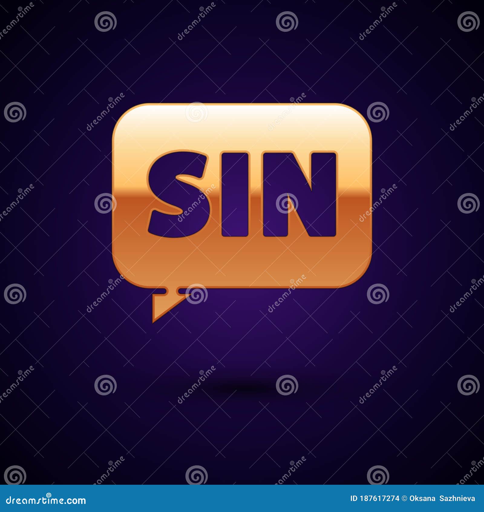 Gold Mathematics Function Sine Icon Isolated on Black Background ...