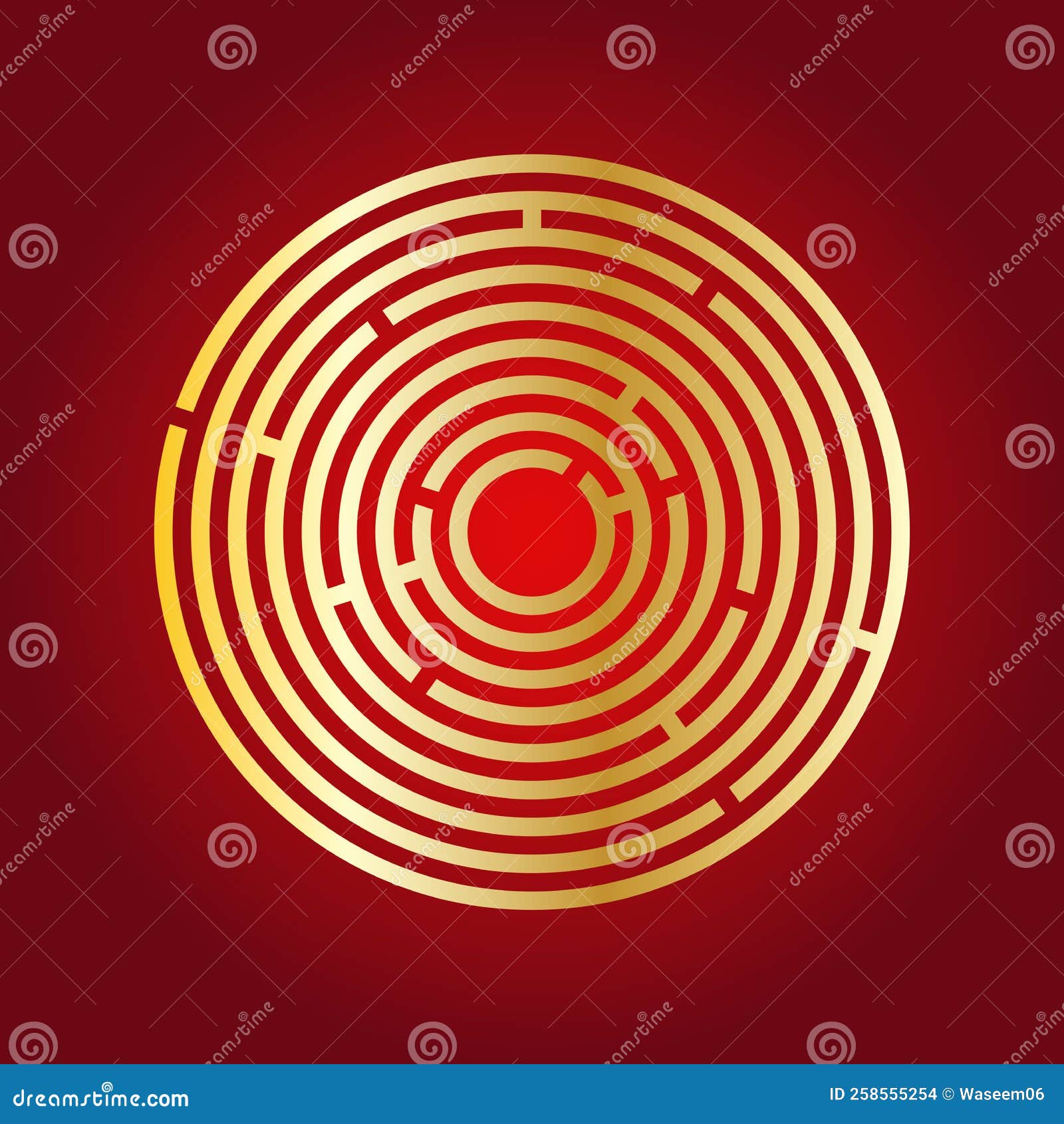 Gold Maze Labyrinth Vector Illustration Stock Vector - Illustration of ...