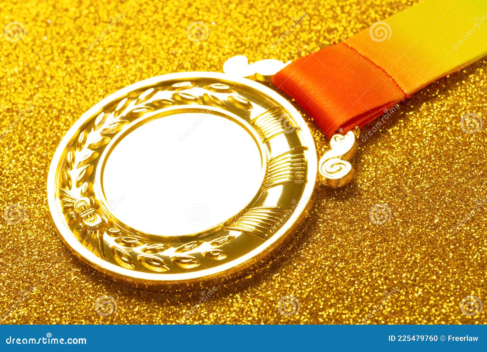 A Gold Medal on a Gold Background Close Up Stock Photo - Image of ...