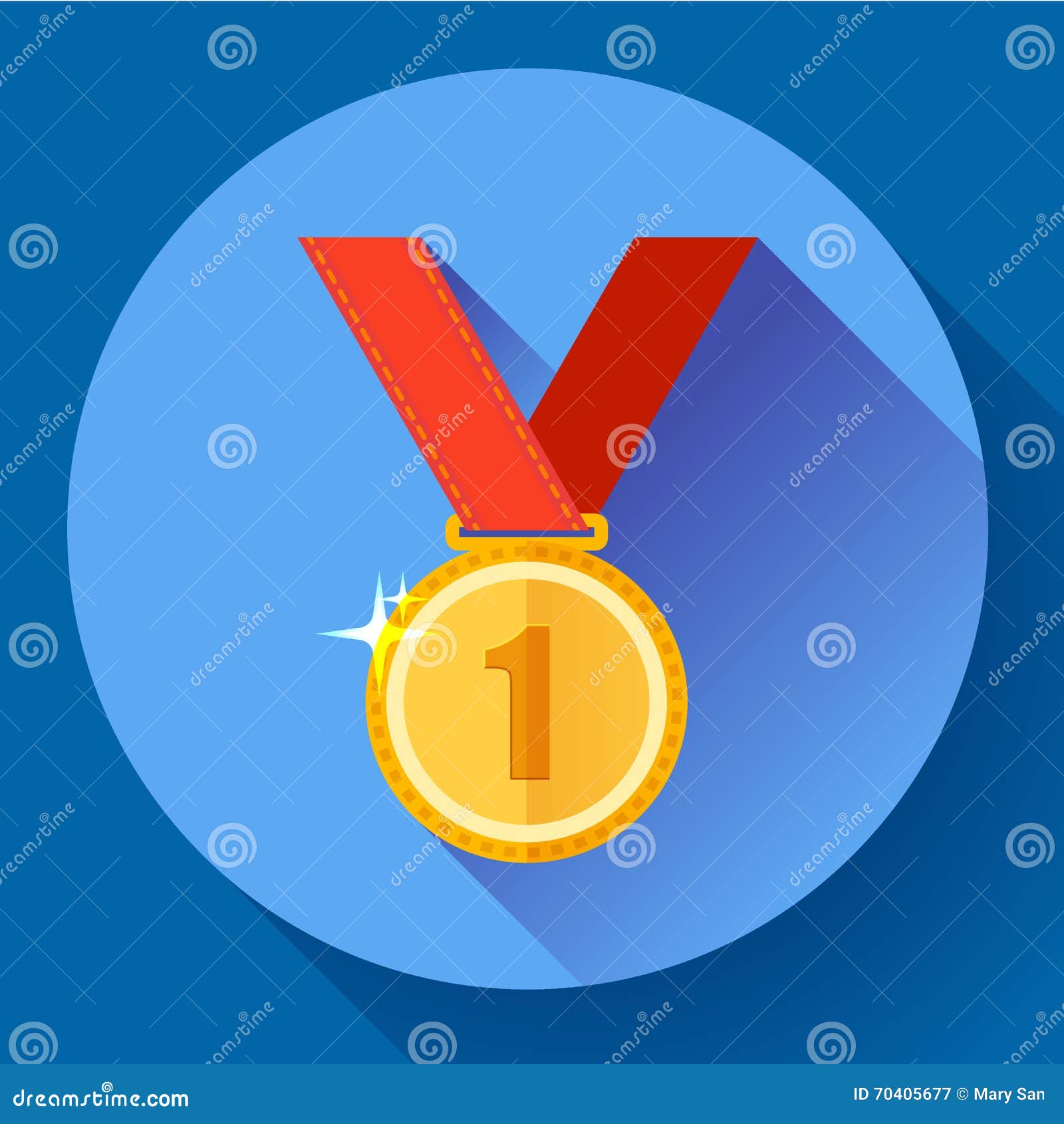 Gold Medal Icon - First Place. Flat Design Style. Stock Illustration ...