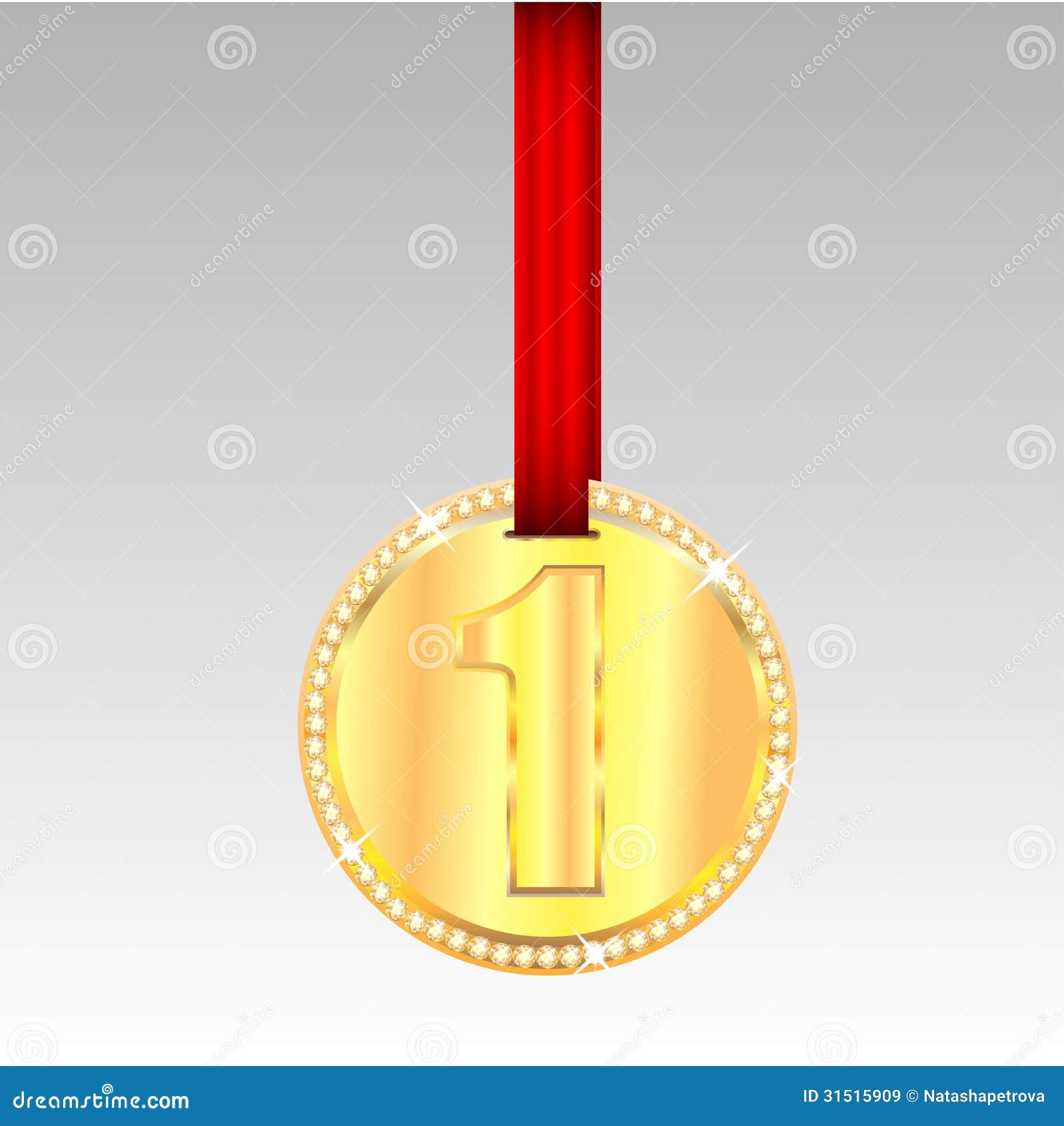 Gold medal with number one stock vector. Illustration of metal - 31515909