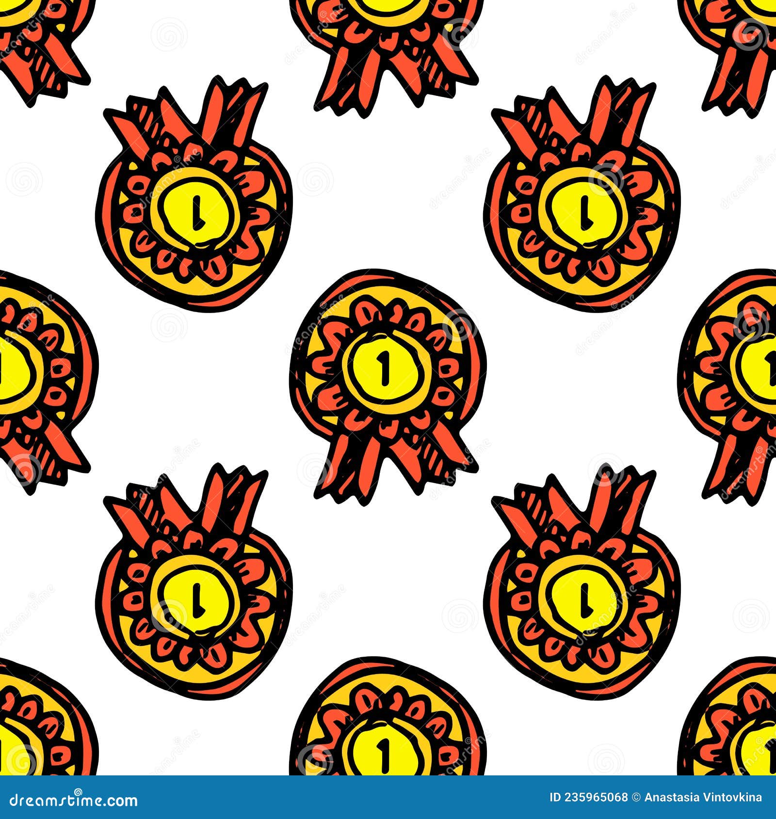 Gold Medal Pattern with Ribbons. Seamless Pattern from the Order with ...