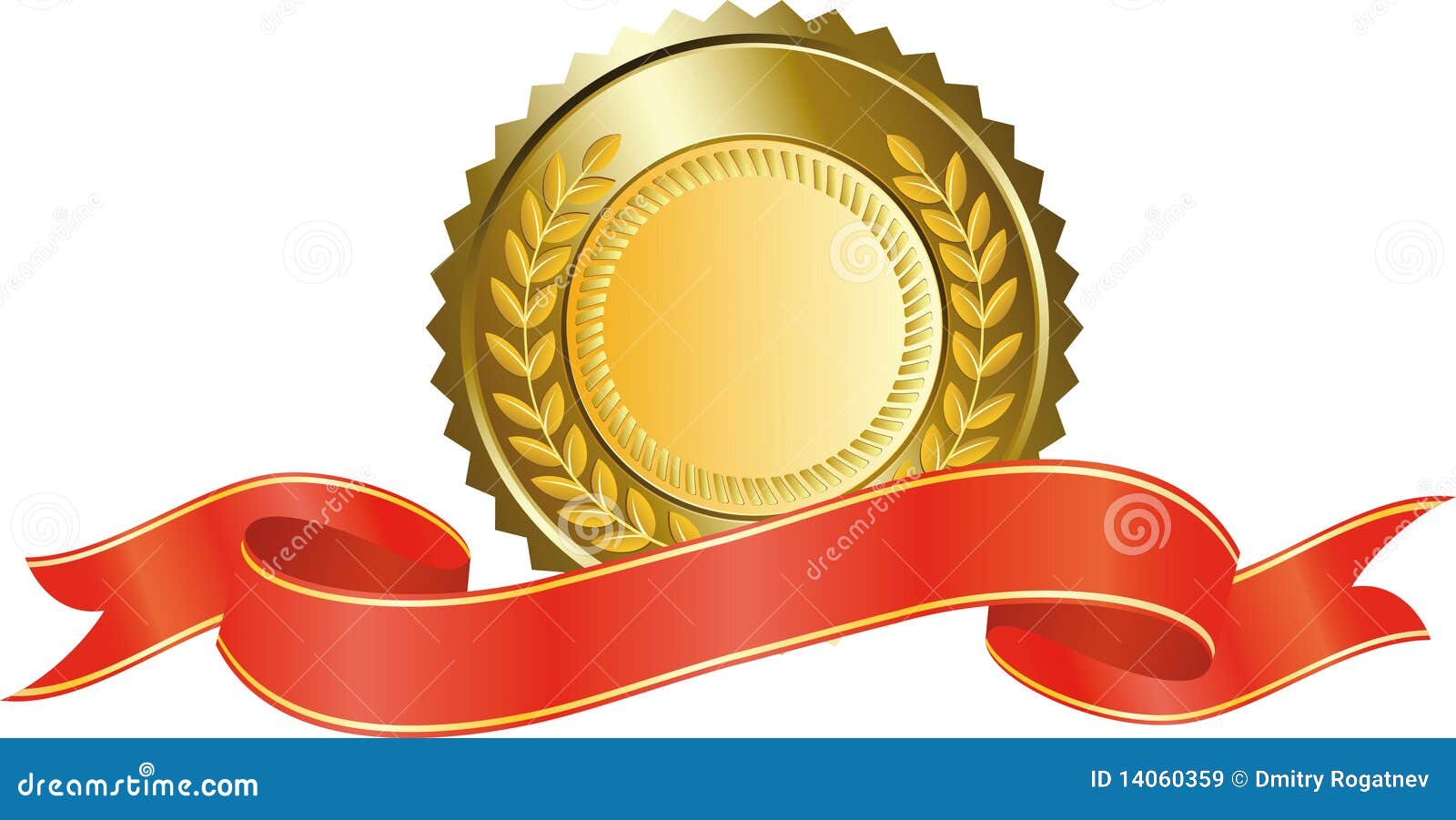 Gold medal and red ribbon stock vector. Illustration of achievement ...