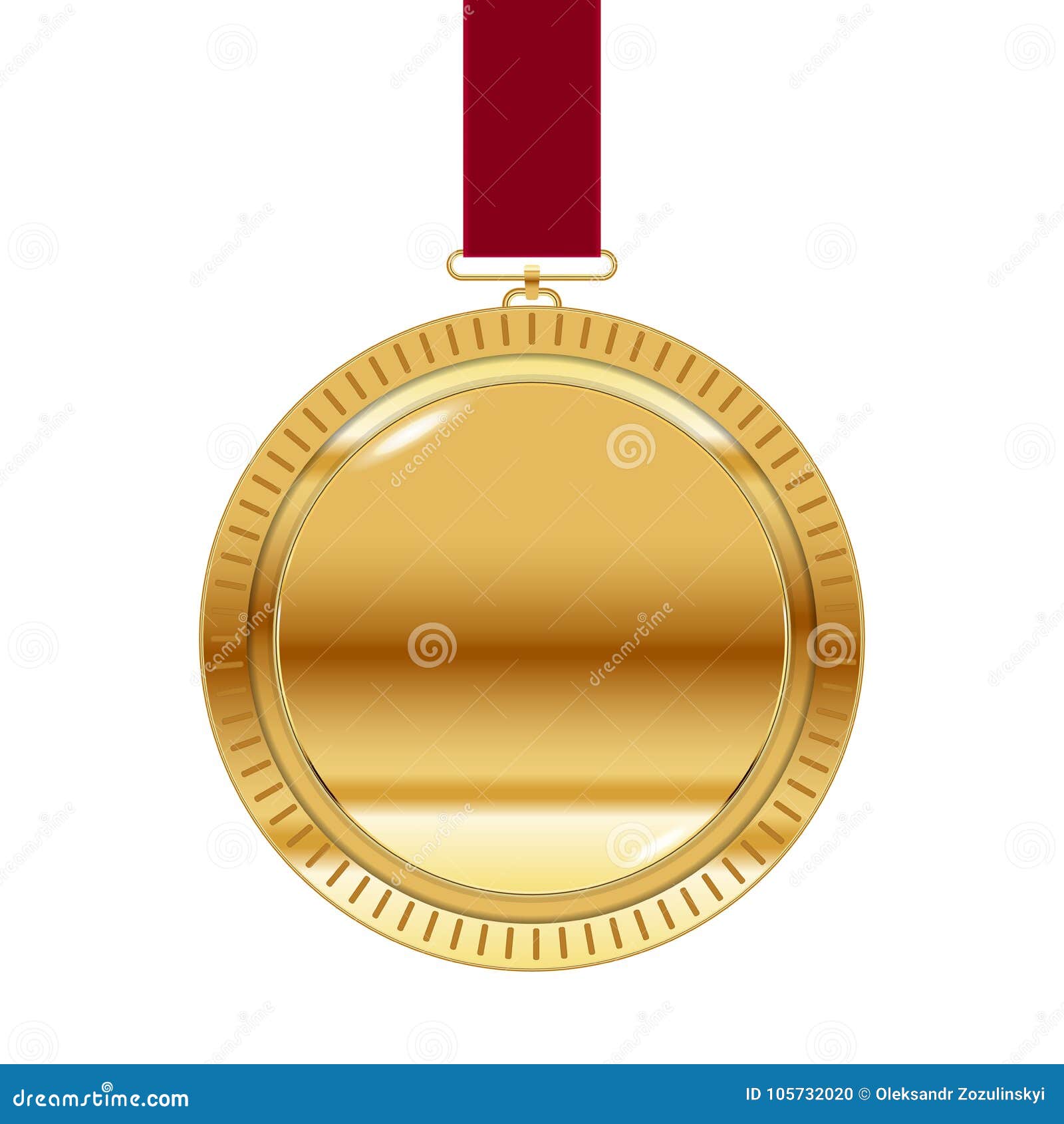 Gold Medal on Red Ribbon Isolated on White. Vector Stock Vector ...