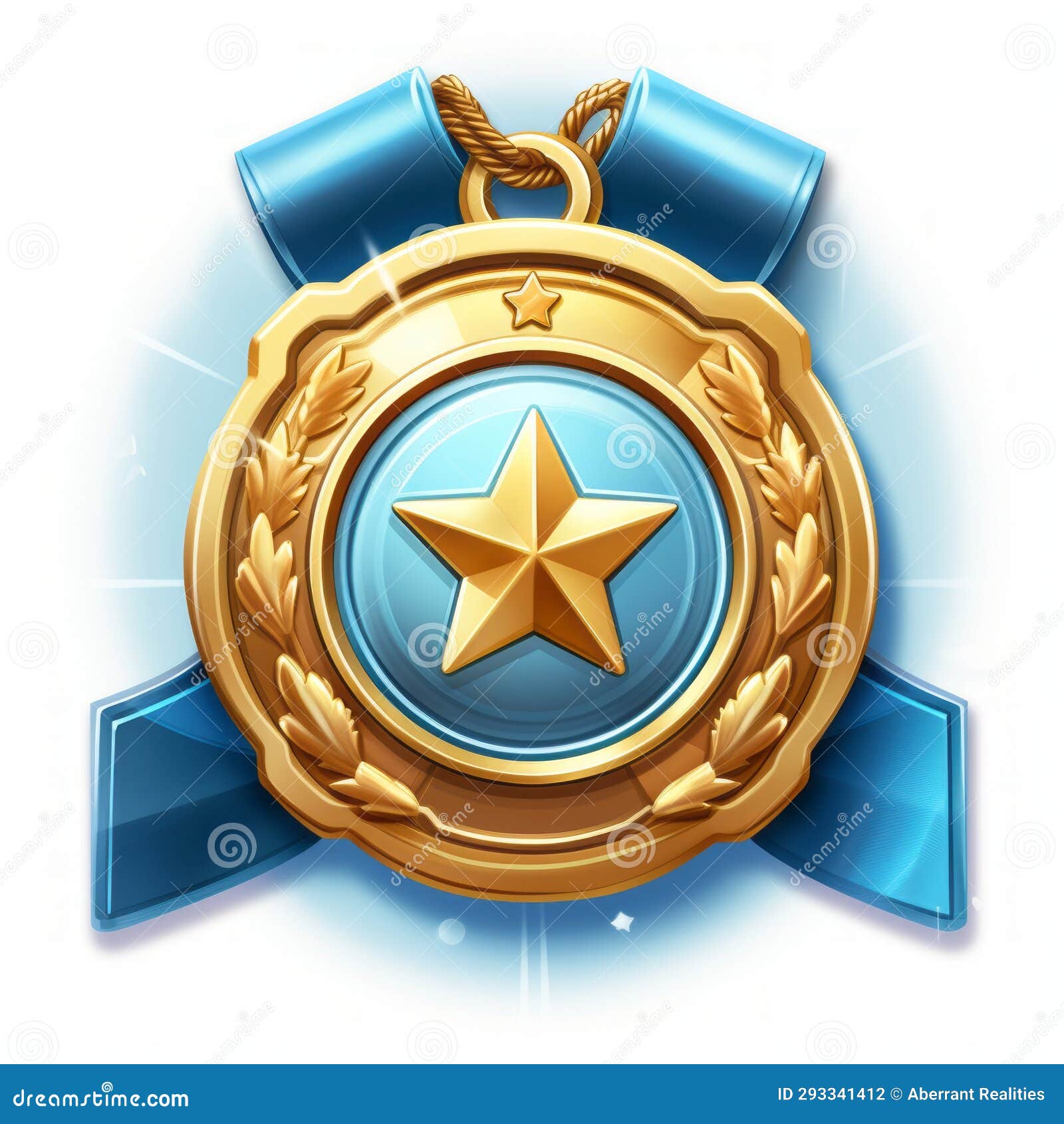 A Gold Medal with a Star on it Stock Illustration - Illustration of ...