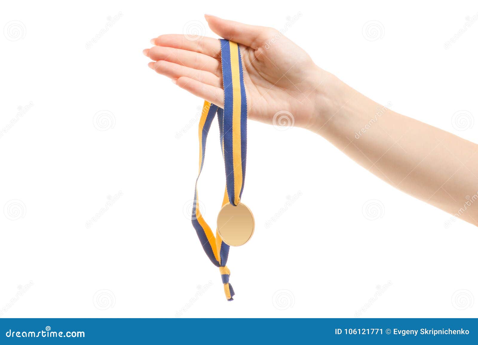 Gold medal in female hands stock image. Image of gold - 106121771