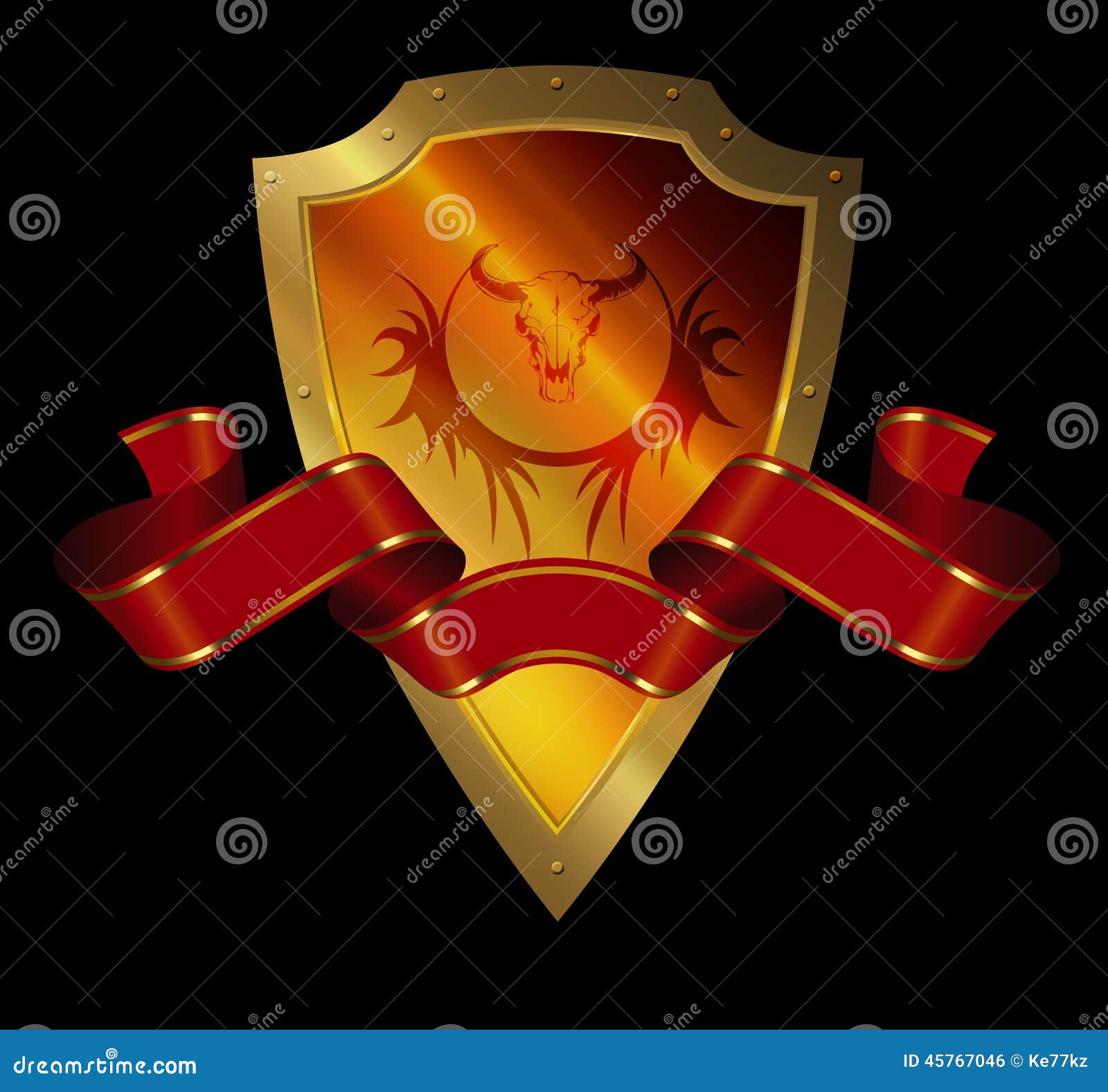 Gold medieval shield. stock illustration. Illustration of heraldry ...