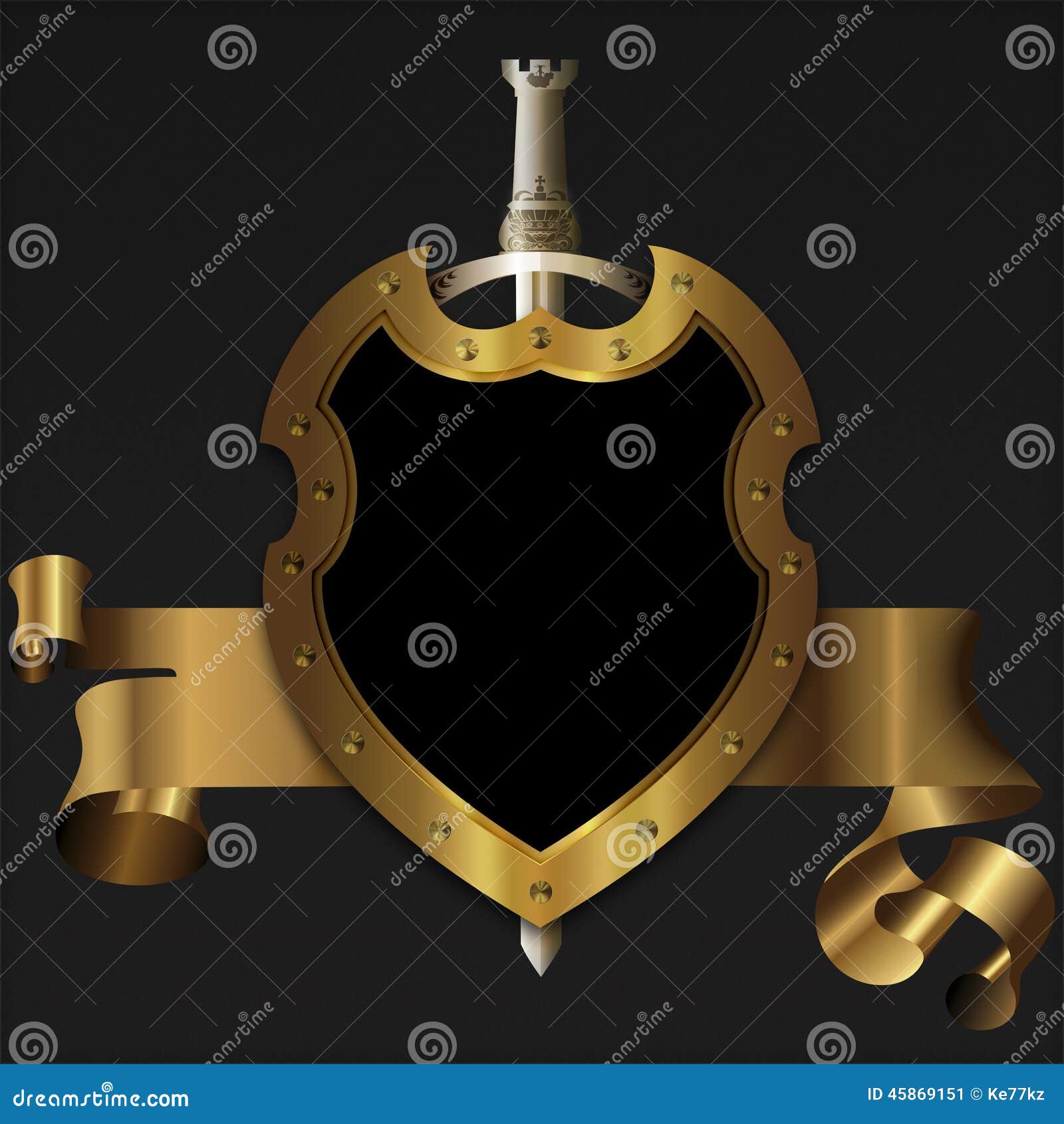 Gold Medieval Shield And Banner. Royalty-Free Stock Photography ...