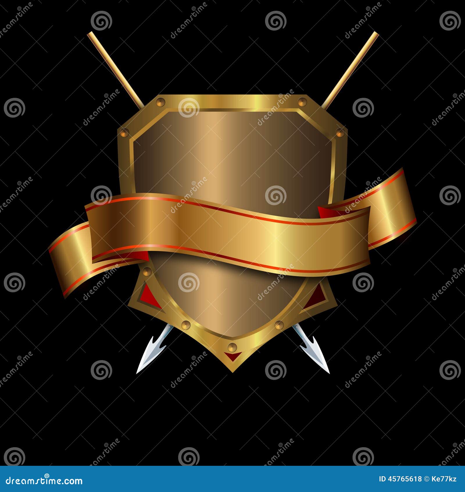 Gold Medieval Shield for the Design. Stock Illustration - Illustration ...