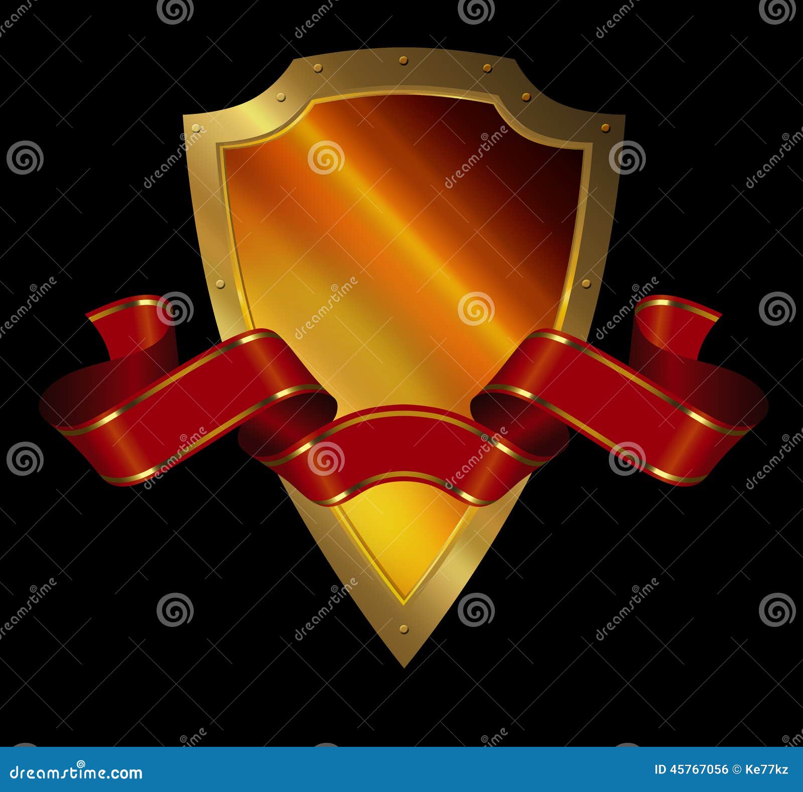 Gold medieval shield. stock illustration. Illustration of shiny - 45767056