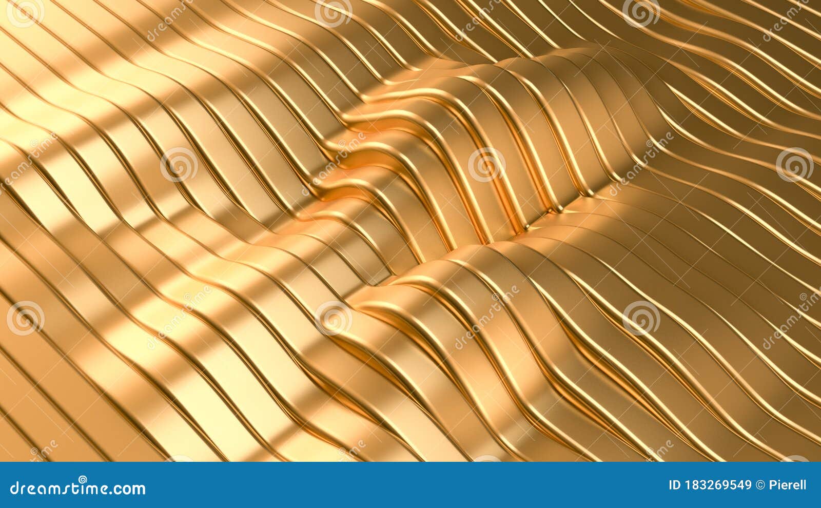 Gold Metal Background with Waves and Lines. 3d Illustration, 3d ...
