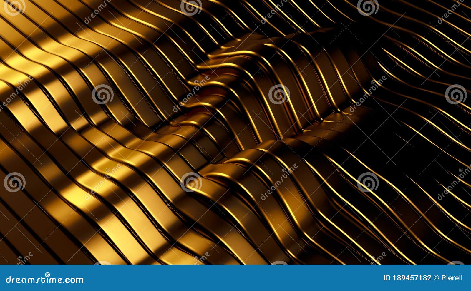 Gold Metal Background with Waves and Lines. 3d Illustration, 3d ...