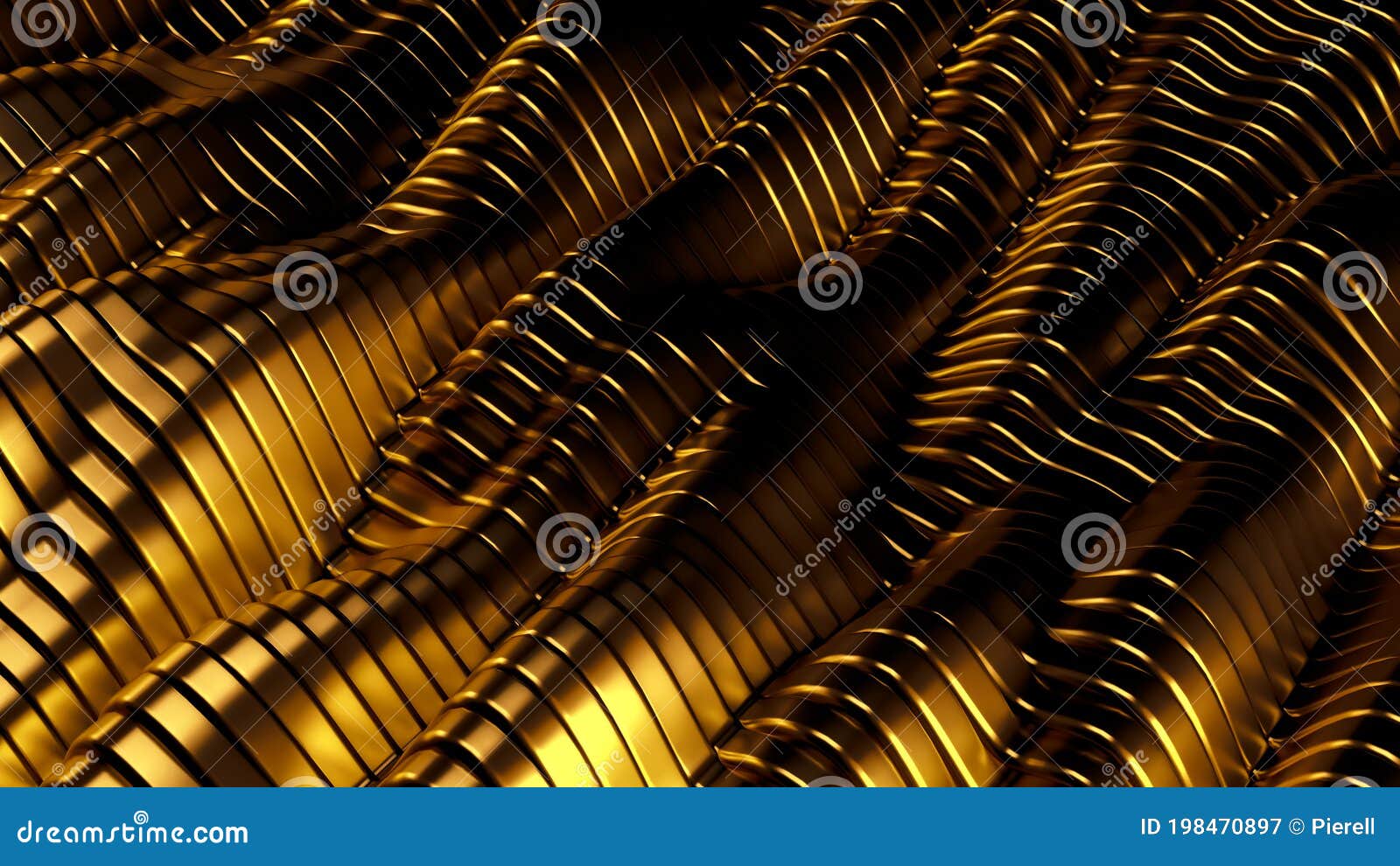 Gold Metal Background with Waves and Lines. 3d Illustration, 3d ...