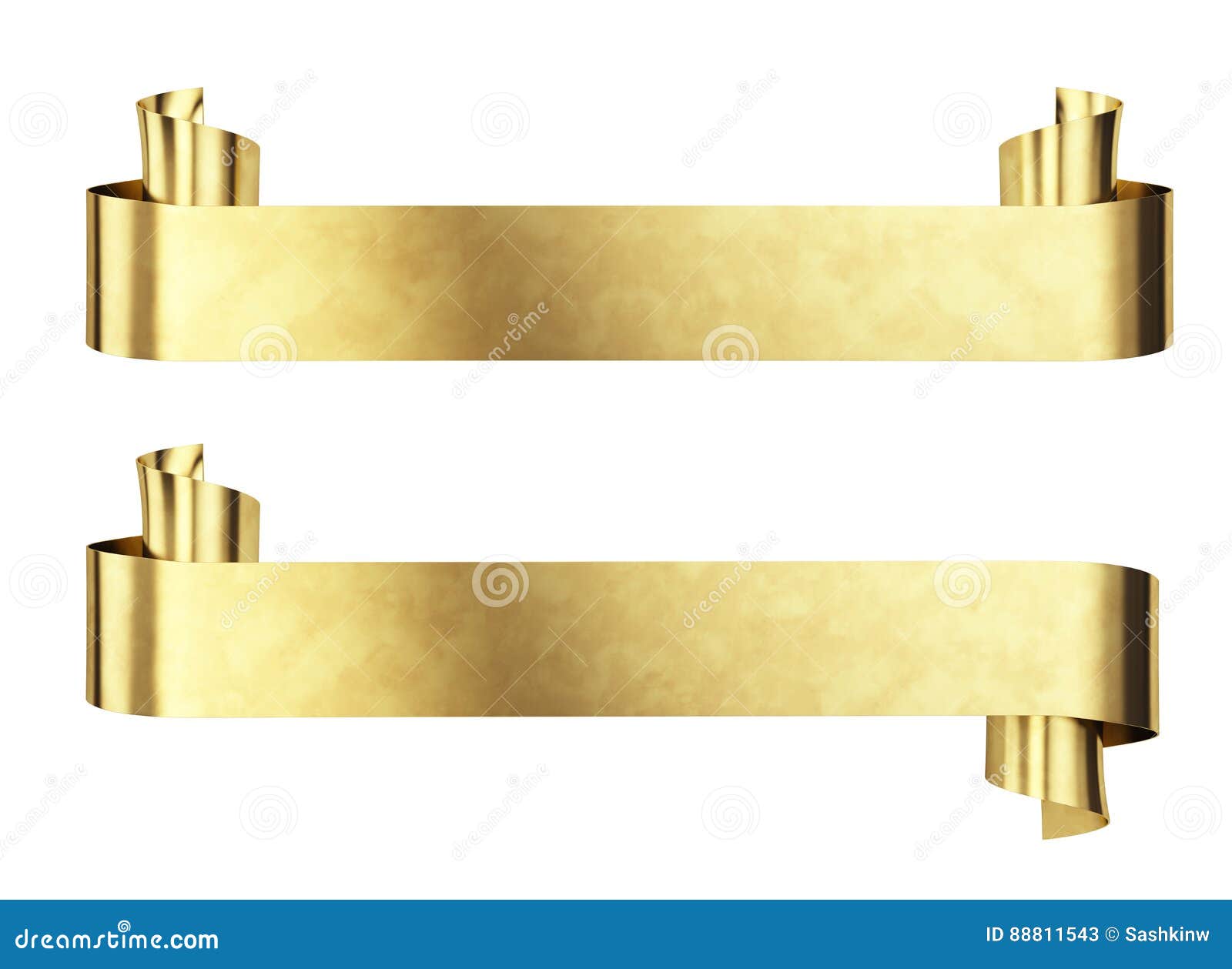 Gold Metal Banner Isolated on White Stock Illustration - Illustration ...
