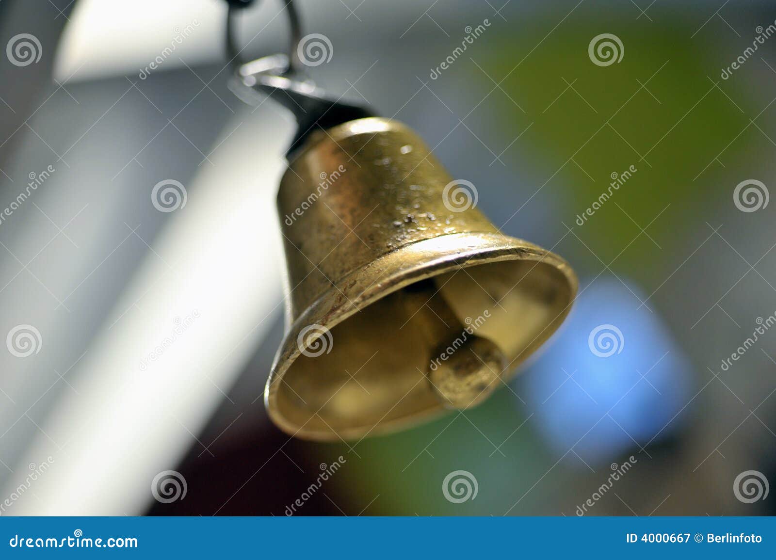 Big Old Metal Bell With Glued Sheets With Wishes And Ancient Statue In ...