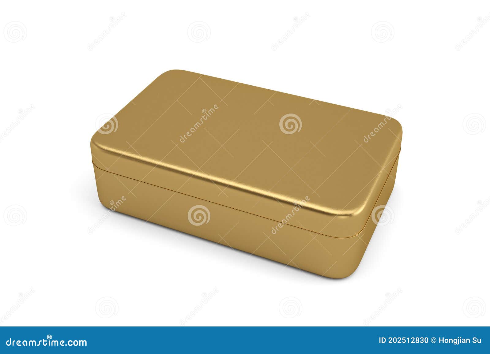 Gold Metal Box Isolated on White Background, 3D Rendering. 3D ...