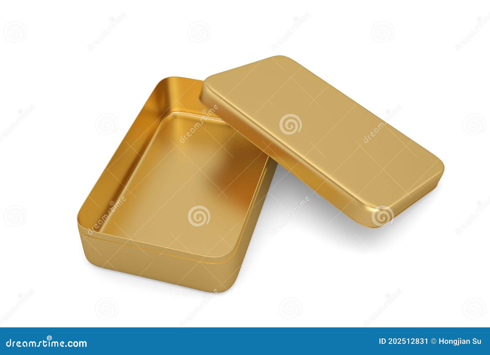 Gold Metal Box Isolated on White Background, 3D Rendering. 3D ...