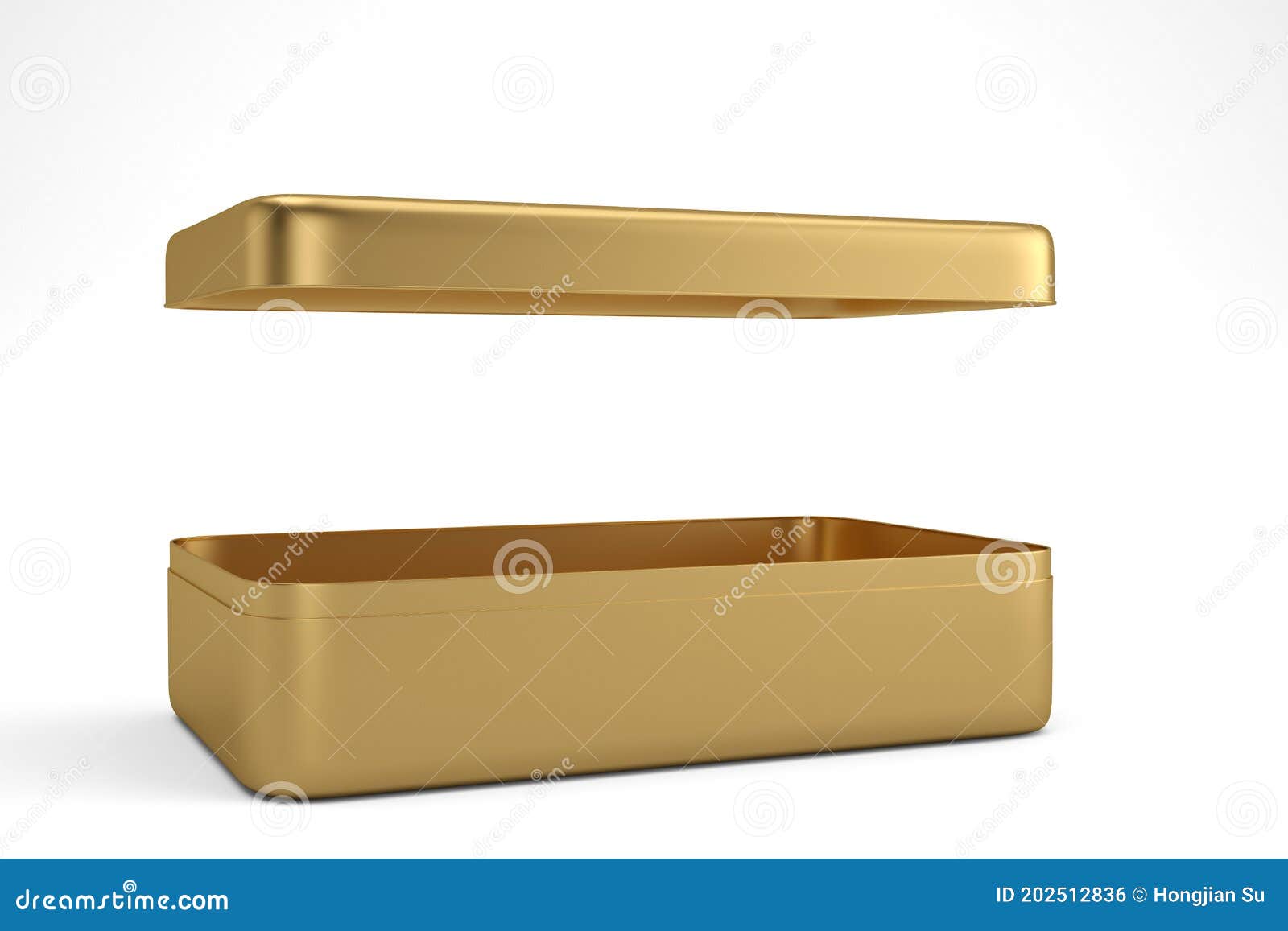 Gold Metal Box Isolated on White Background, 3D Rendering. 3D ...