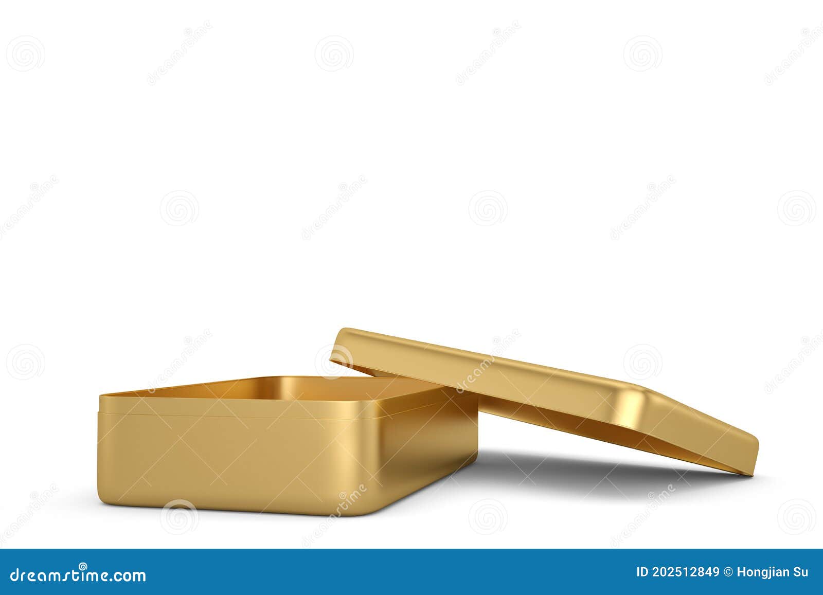 Gold Metal Box Isolated on White Background, 3D Rendering. 3D ...