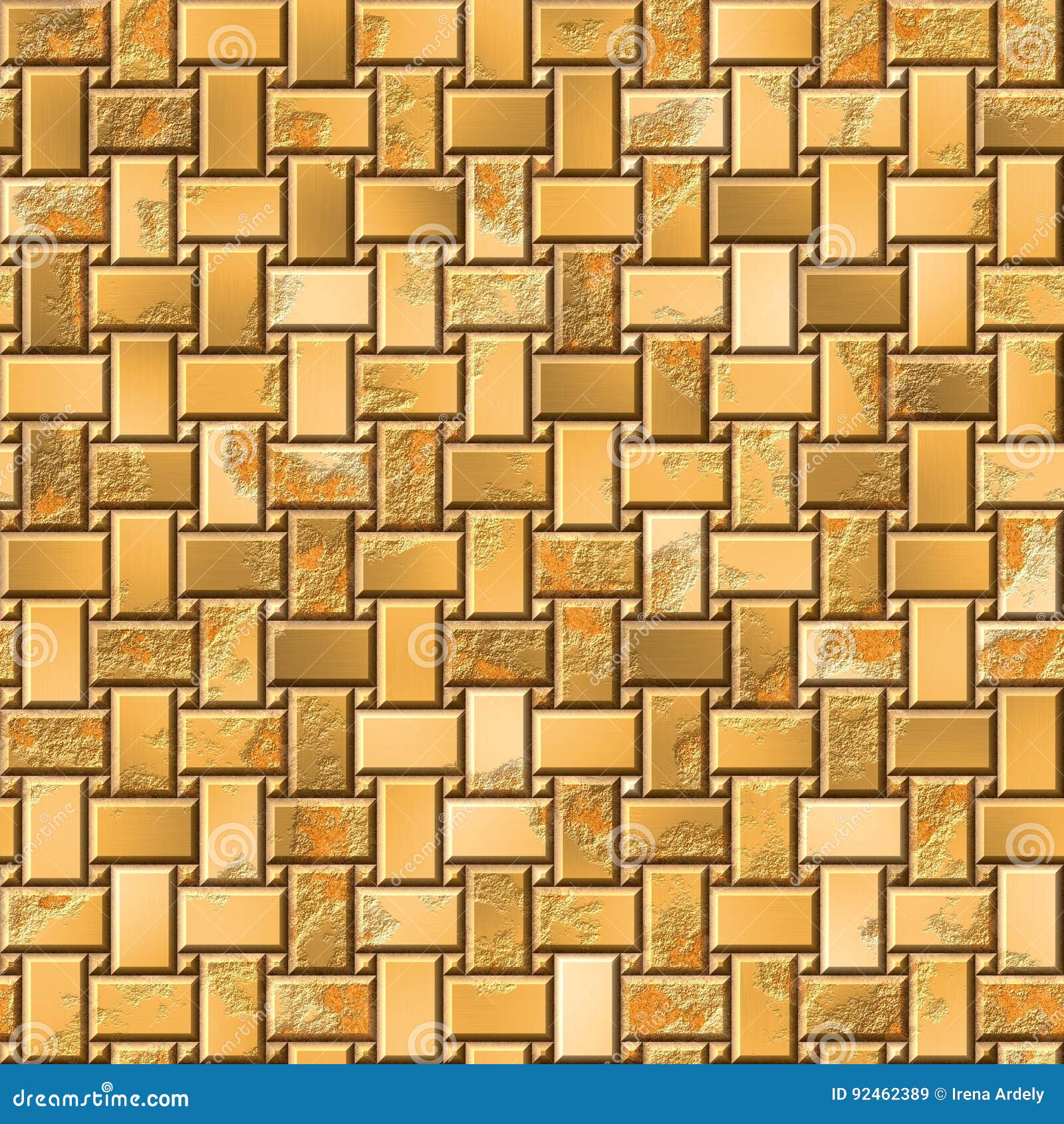 Gold Metal Bricks Plate Pattern Texture - Seamless Background Stock ...