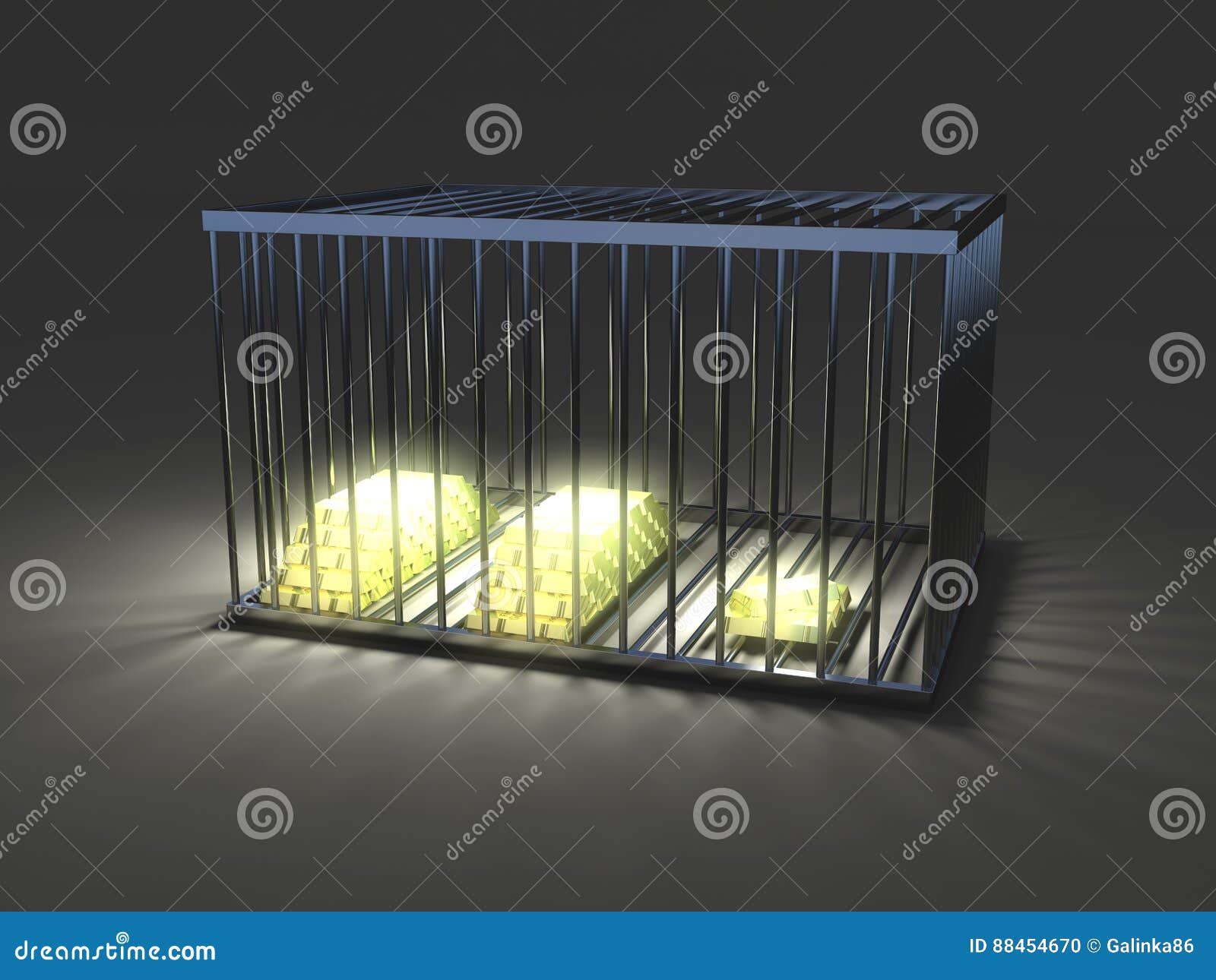 Gold in metal cage. stock illustration. Illustration of container ...