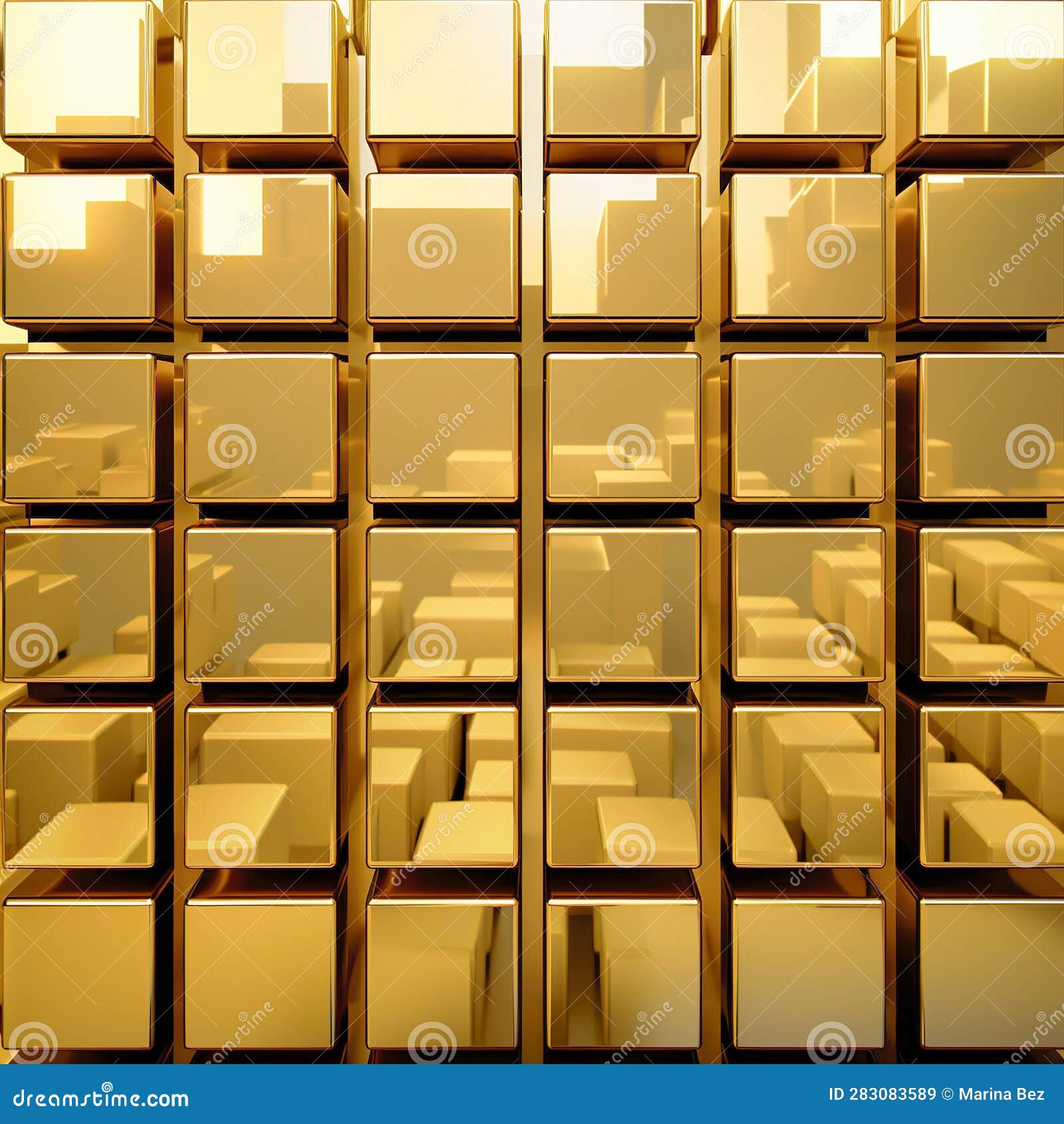 Gold Metal Cubes, Blocks. Abstract Geometric Background Stock ...