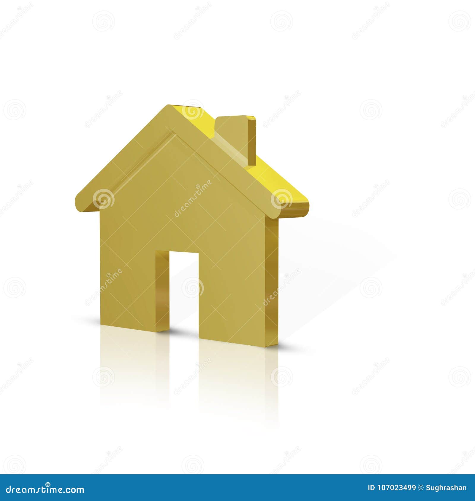 Gold Metal 3d Render House Shape Icon Stock Illustration - Illustration ...