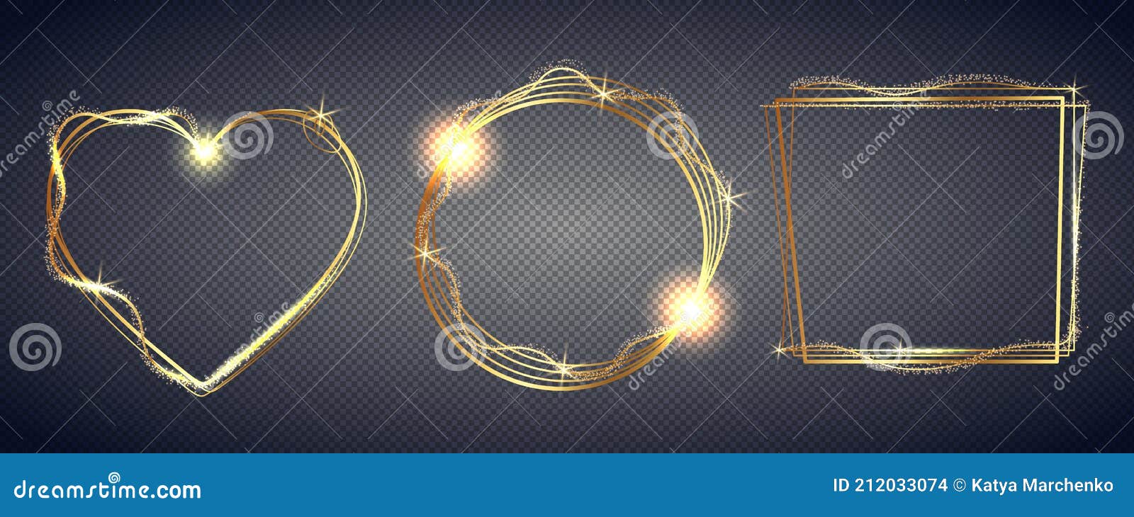 Gold Metal Frames Gold Frames Luxurious Realistic Square, Round, Oval ...