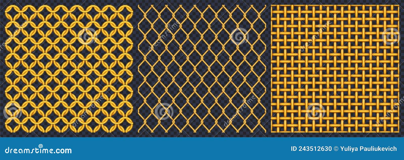 Gold Metal Grid or Mesh Texture, Seamless Pattern Stock Vector ...