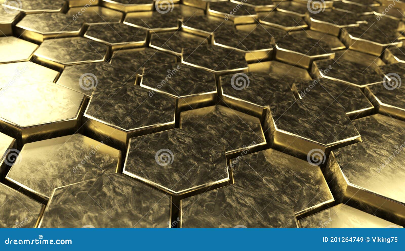 Gold Metal Hexagon Background Stock Illustration - Illustration of ...