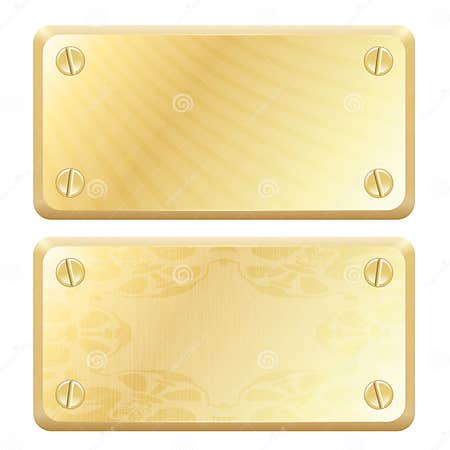 Gold Metal Labels - Nameplates Stock Vector - Illustration of steel ...