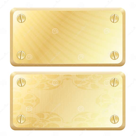 Gold Metal Labels - Nameplates Stock Vector - Illustration of steel ...