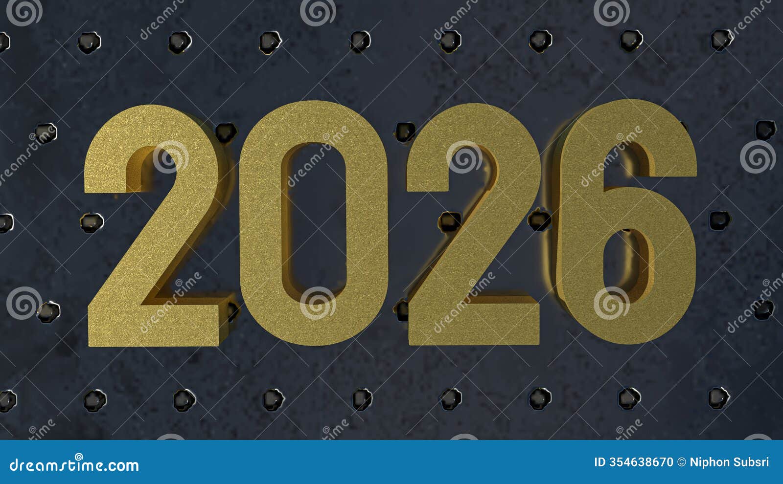 The Gold 2026 on Metal Plate for Background Concept 3d Rendering Stock ...
